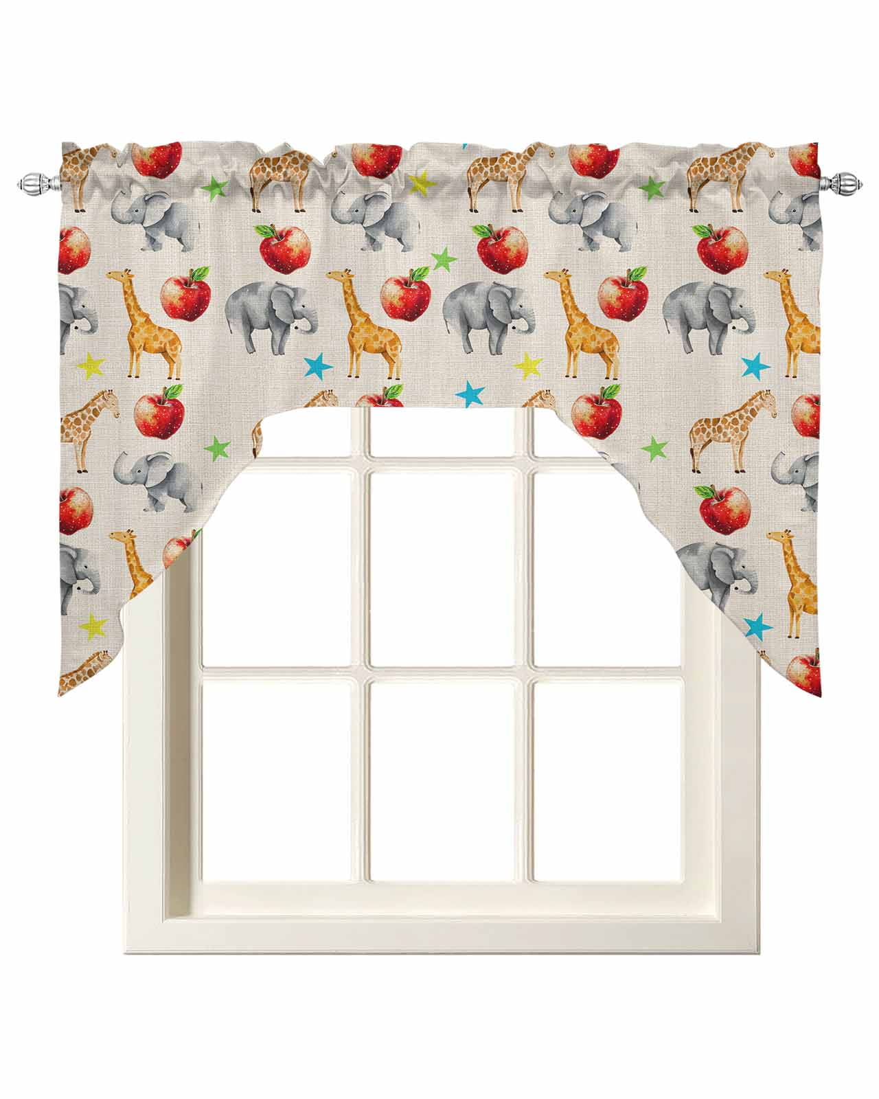 Giraffe Elephant Kitchen Curtains Swag Valance for Windows/Bathroom ...