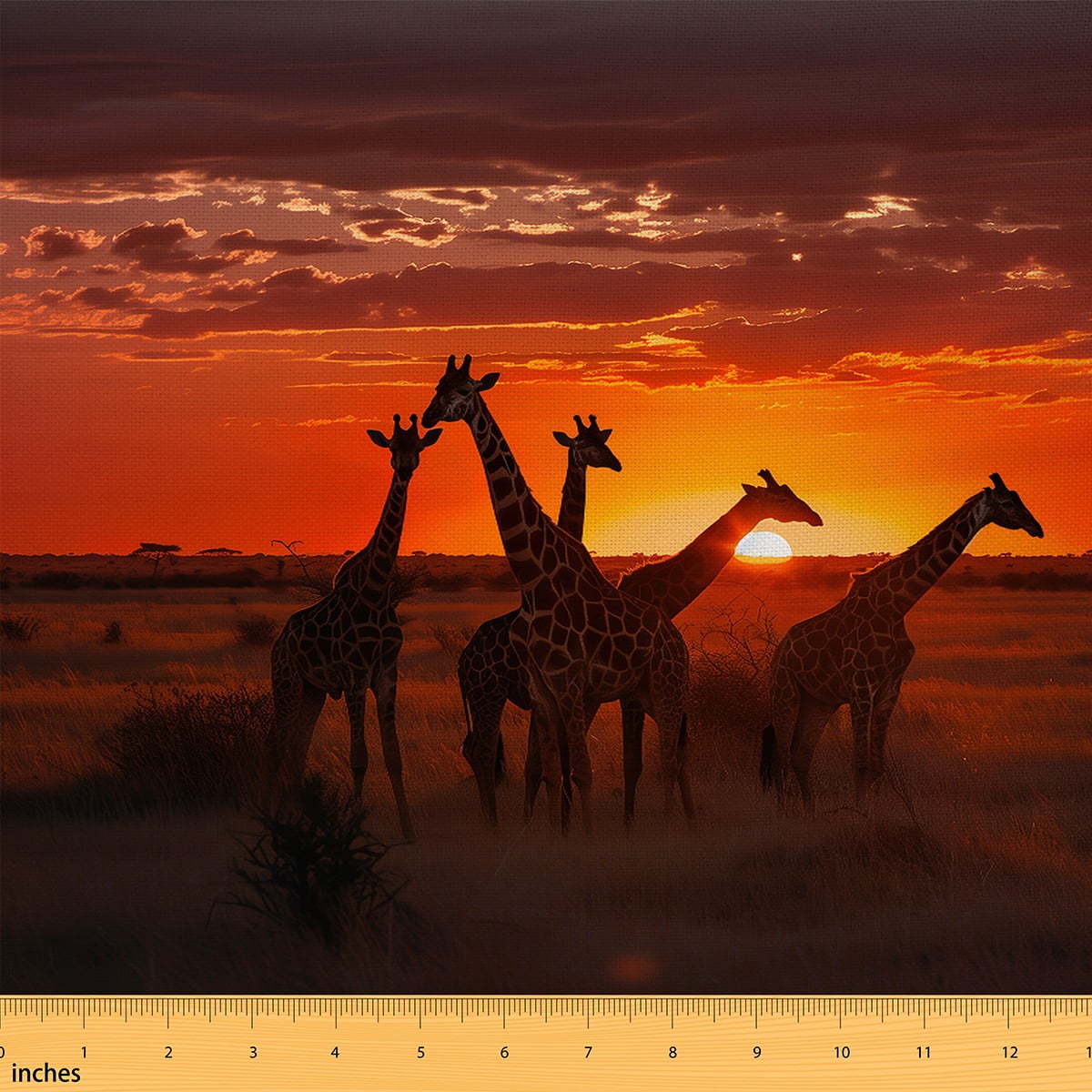 Giraffe Fabric by The Yard,Sunset Upholstery Fabric,Wildlife Decorative ...