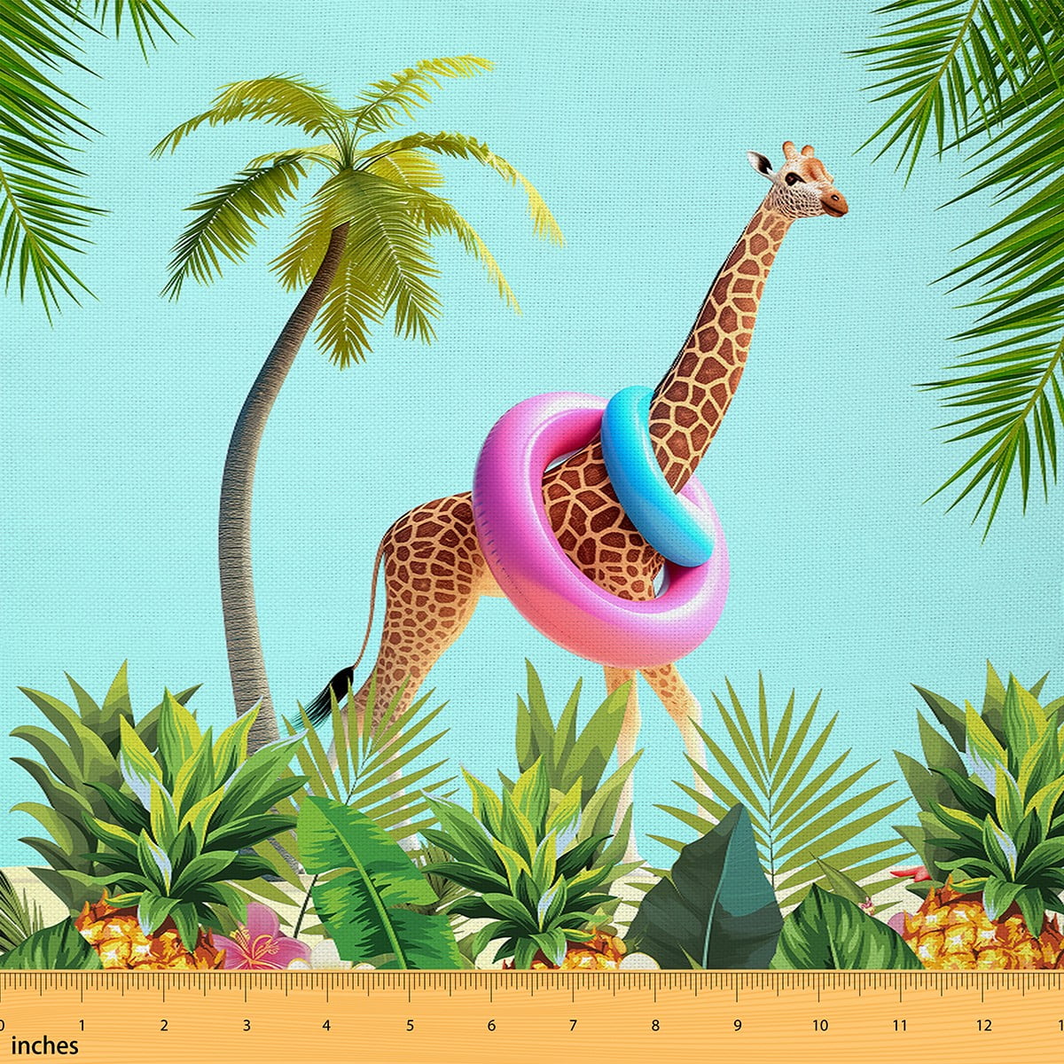 Giraffe Fabric By The Yard,Swimming Ring Upholstery Fabric,Palm Tree ...
