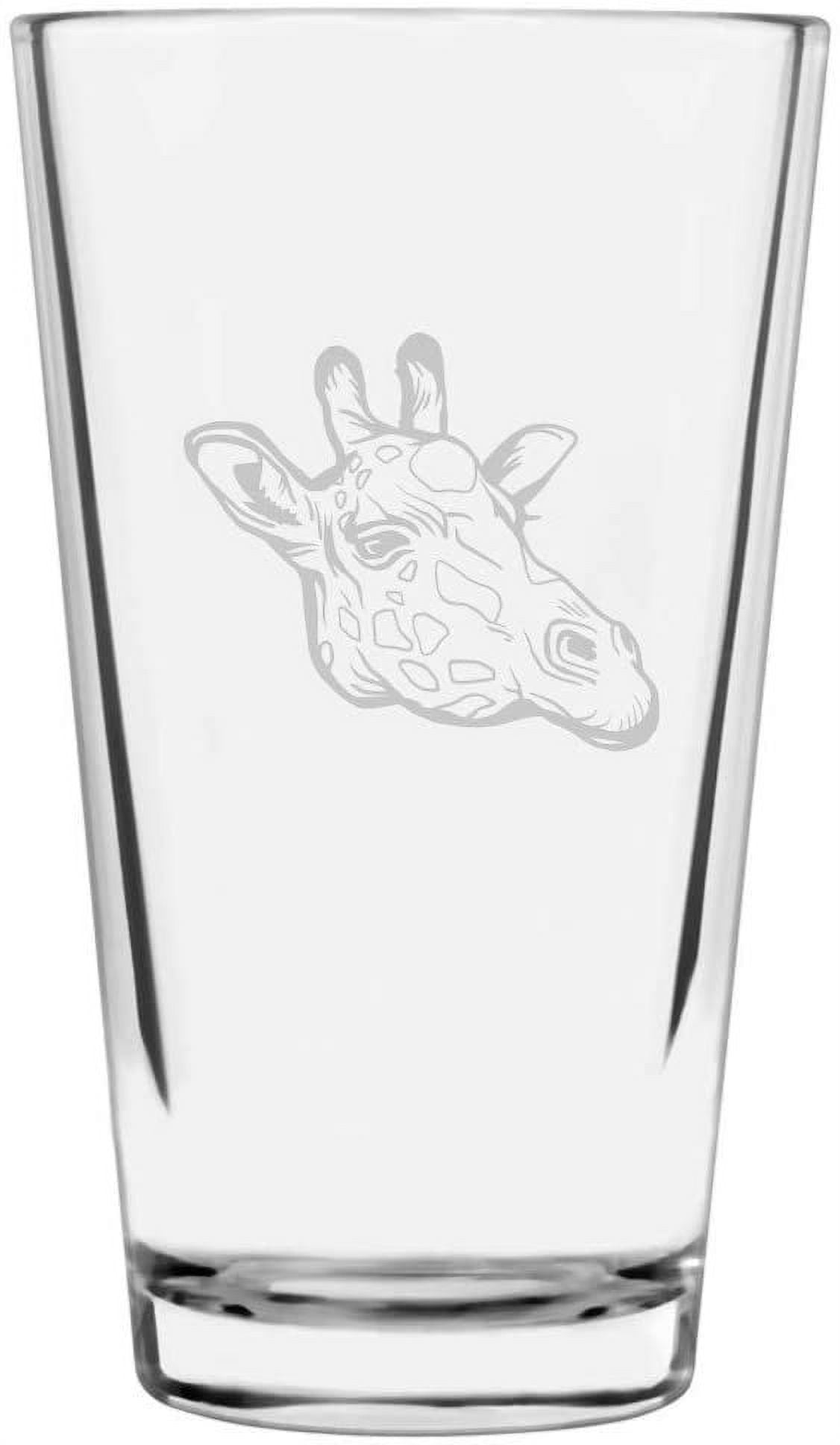 Giraffe Face Zoo Animal Themed Etched All Purpose 16oz Libbey Pint ...