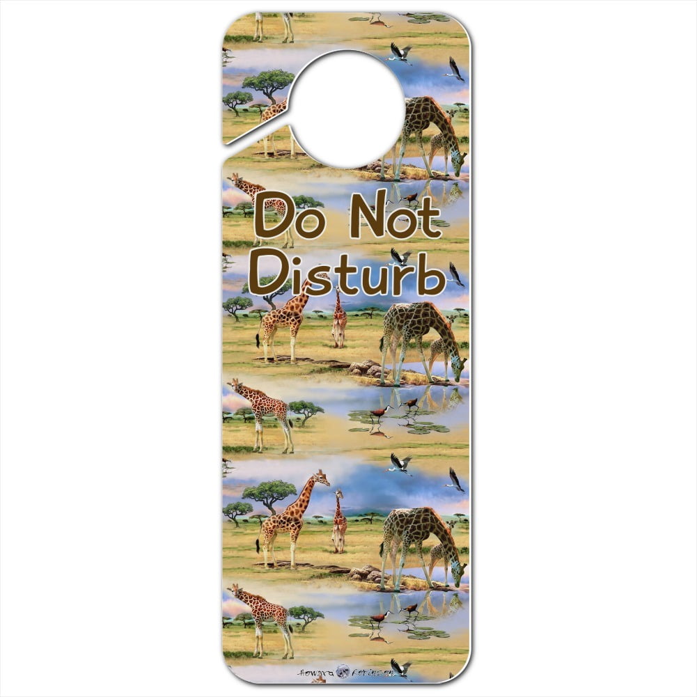 Giraffe Family African Animals Pattern Plastic Door Knob Hanger Sign ...