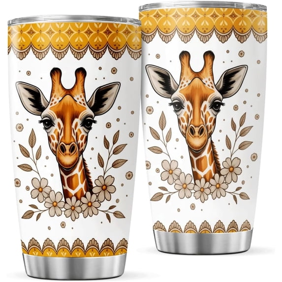 Giraffe Floral Design Stainless Tumbler For Lovers And Nature ...