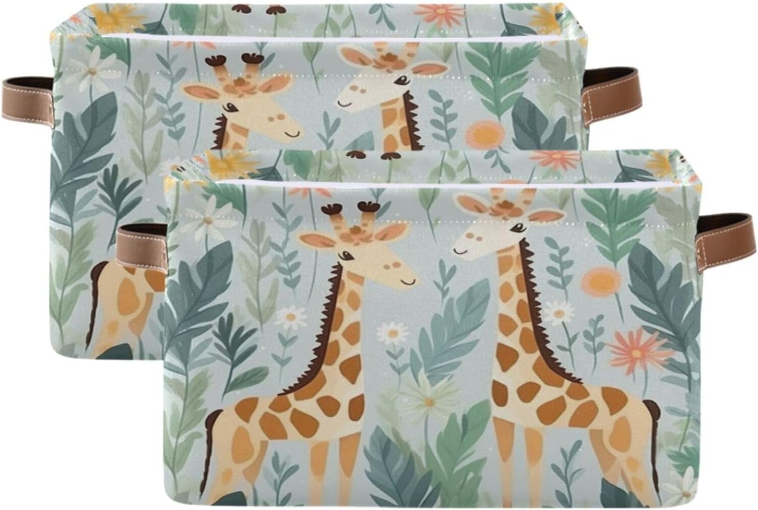 Giraffe Flowers Foldable Storage Basket for Shelves, Collapsible Sturdy ...