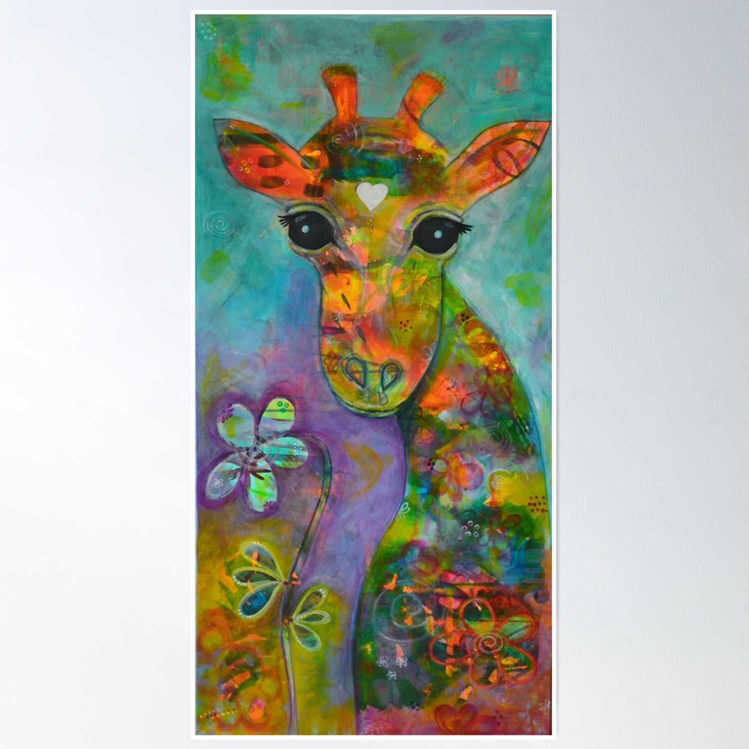 Giraffe - Freda Poster Wall Art, Modern Wall Decor, 8x12 UNFRAMED ...