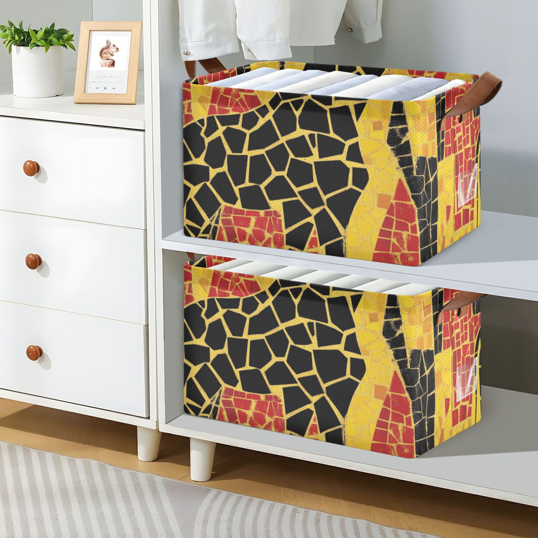 Giraffe Graffiti Colorful Foldable Storage Large Fabric Storage Baskets ...