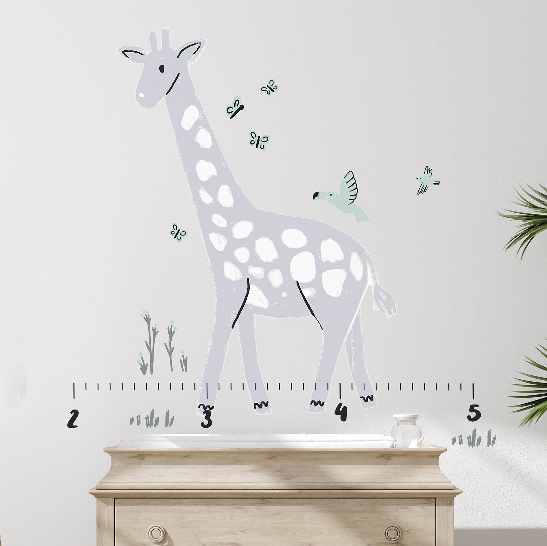 Giraffe Growth Chart Grey Wall Decals - Walmart.com