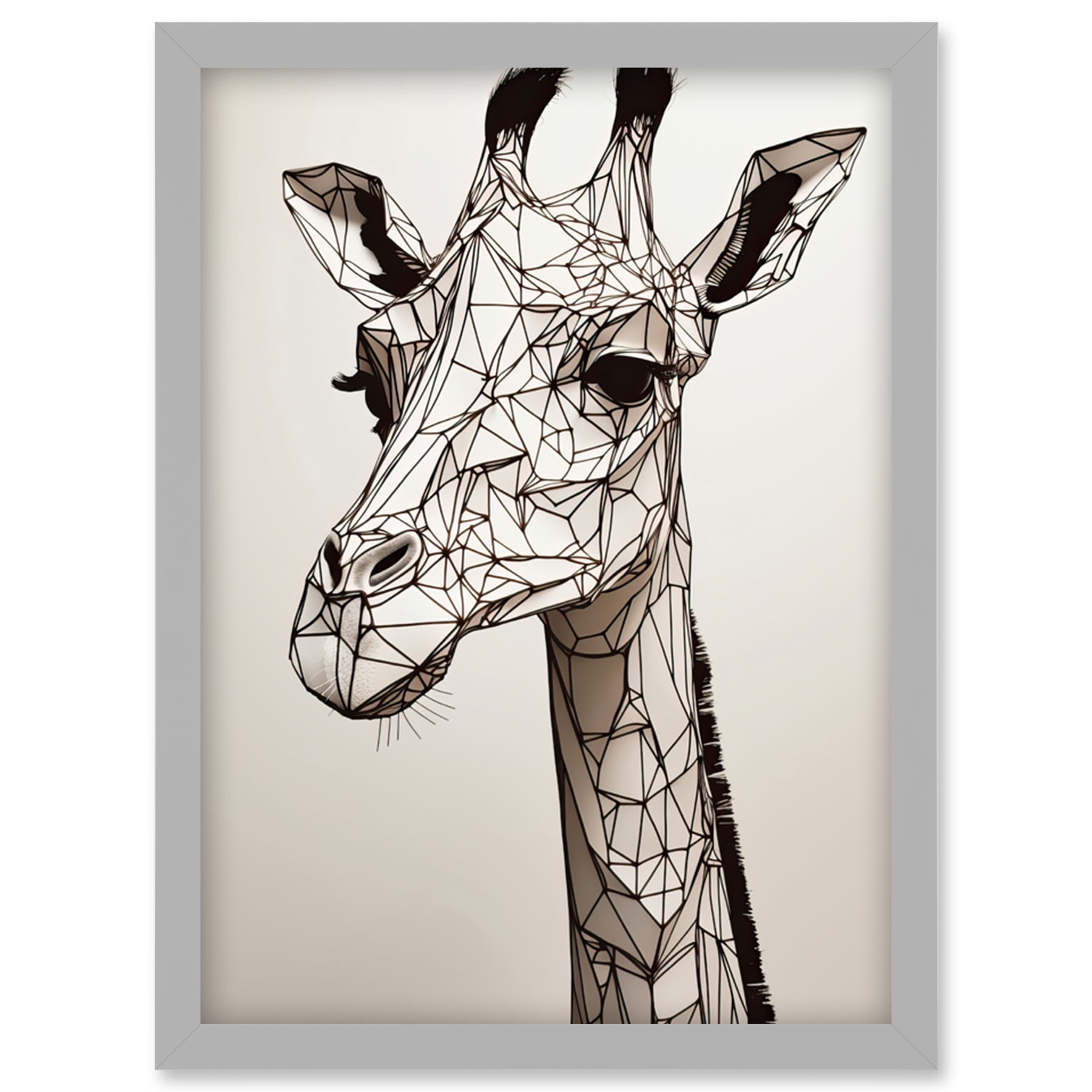Giraffe Head Polygon Line Drawing Illustration Artwork Framed Wall Art ...