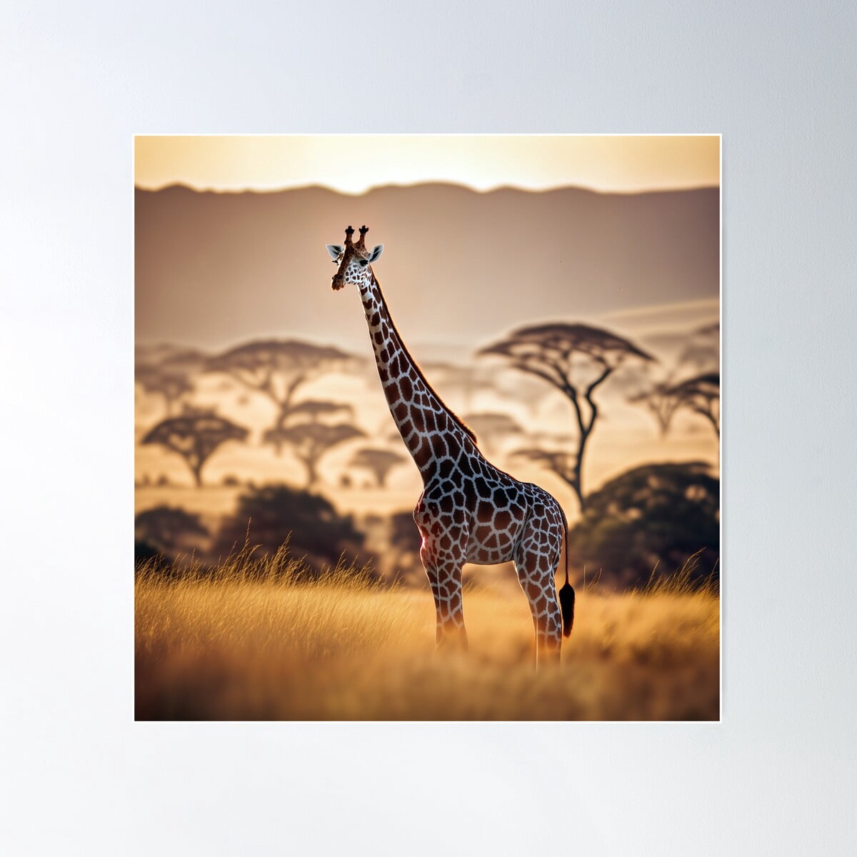 Giraffe In Savannah - Habitants Of Earth Poster Wall Art, Modern Wall ...