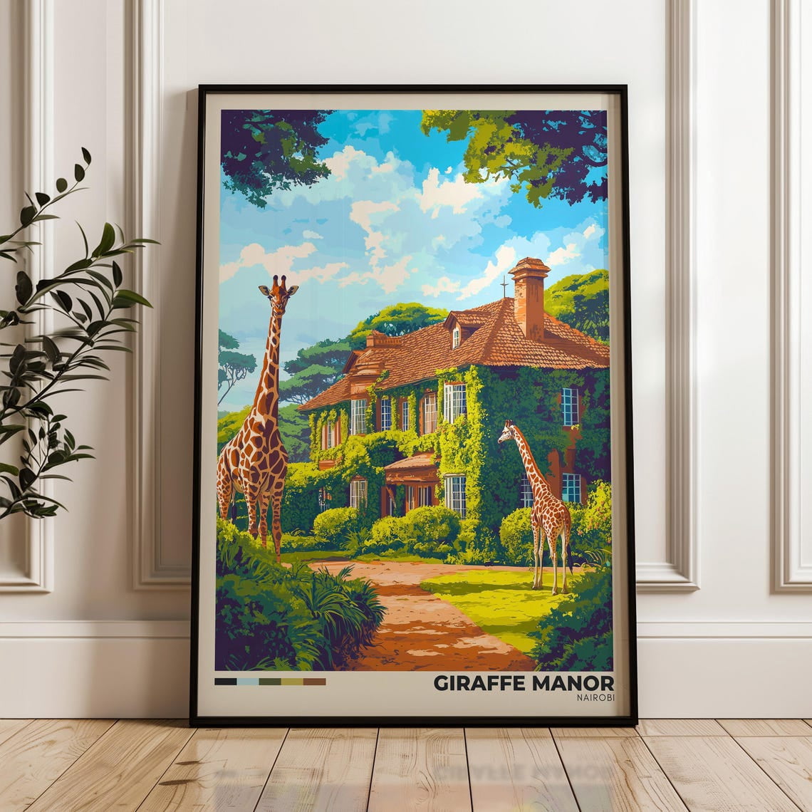Giraffe Manor Kenya Travel Print, Nairobi Wall Art Print, Unframed ...