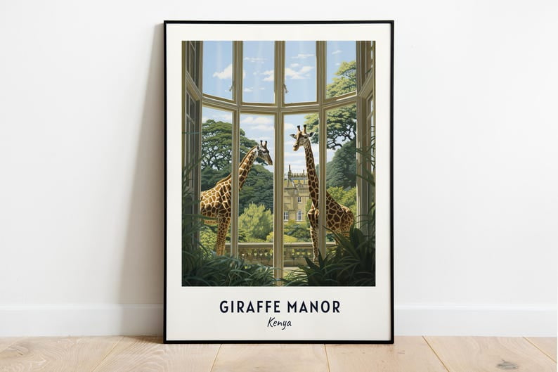 Giraffe Manor Travel Print Wall Art, Giraffe Manor - Kenya City Print ...