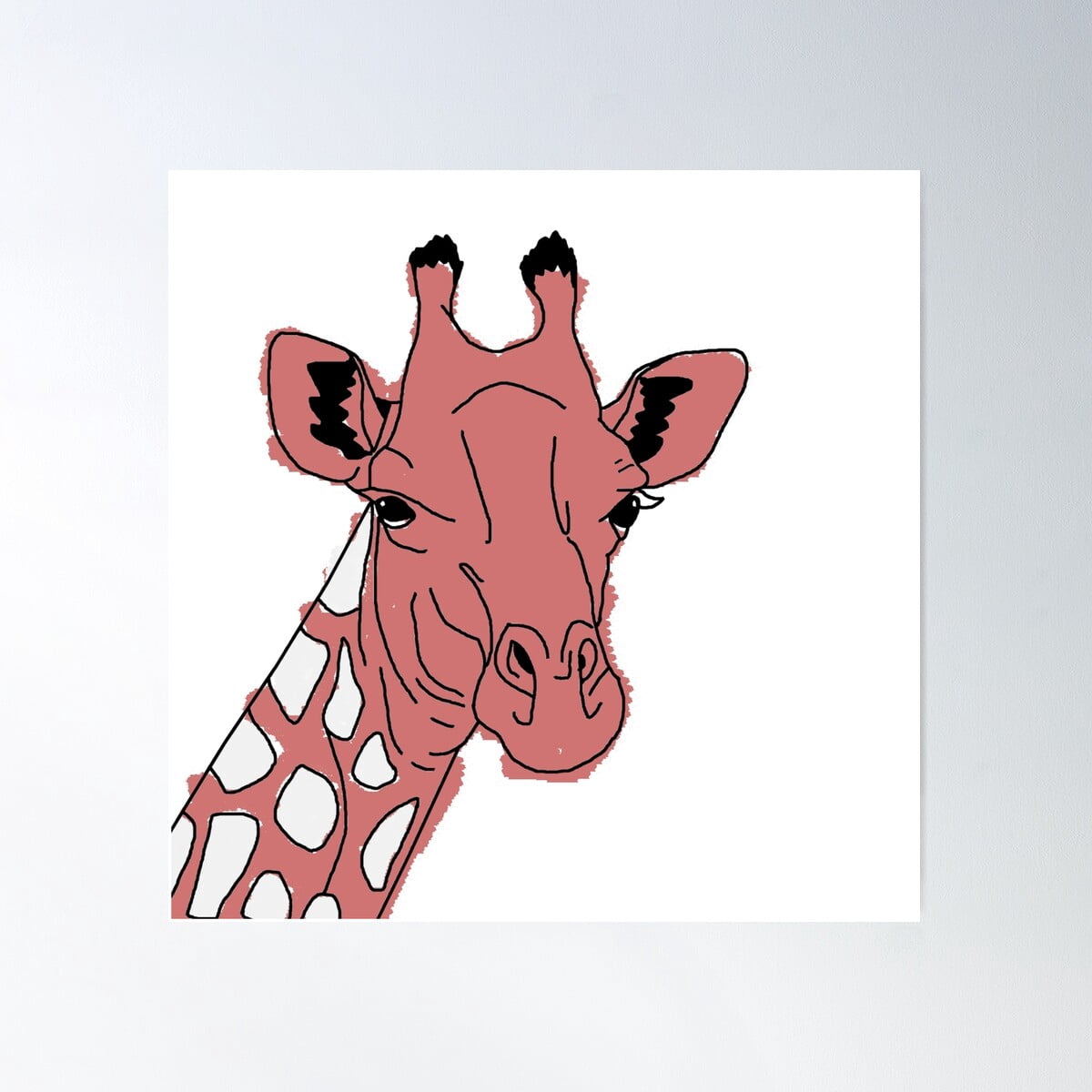 Giraffe Messy Painted - Brick And White Poster Wall Art, Modern Wall ...