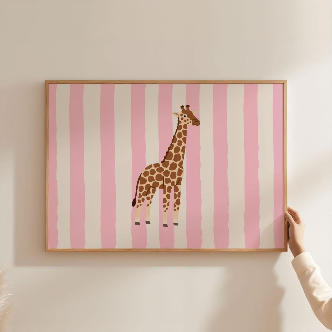 Giraffe Nursery Poster | Cute Animal Art Poster & Landscape | Pink ...