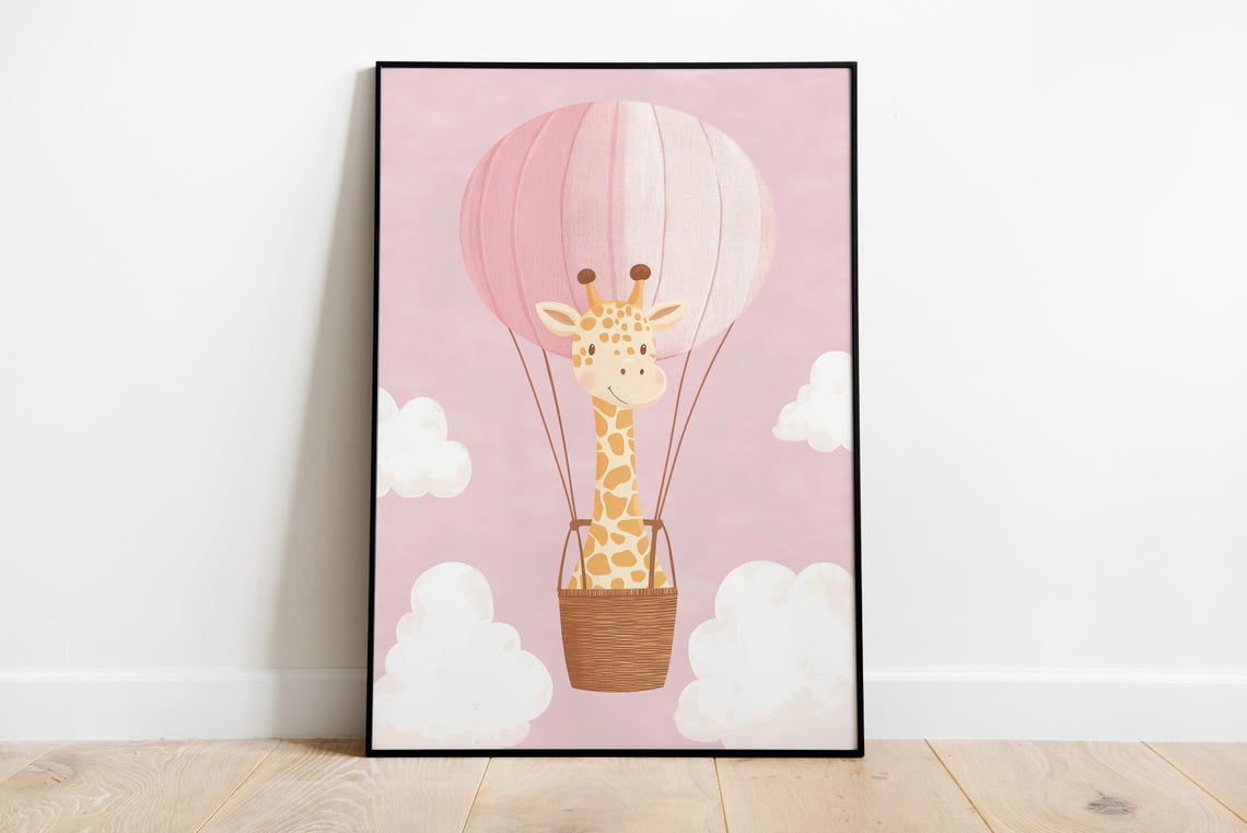 Giraffe Nursery Print, Cute Giraffe Poster, Safari Nursery Wall Art ...