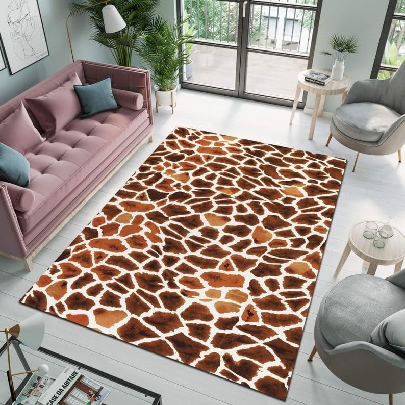 Giraffe Pattern Area Rug, Animal Pattern Home Decor, Living Room ...