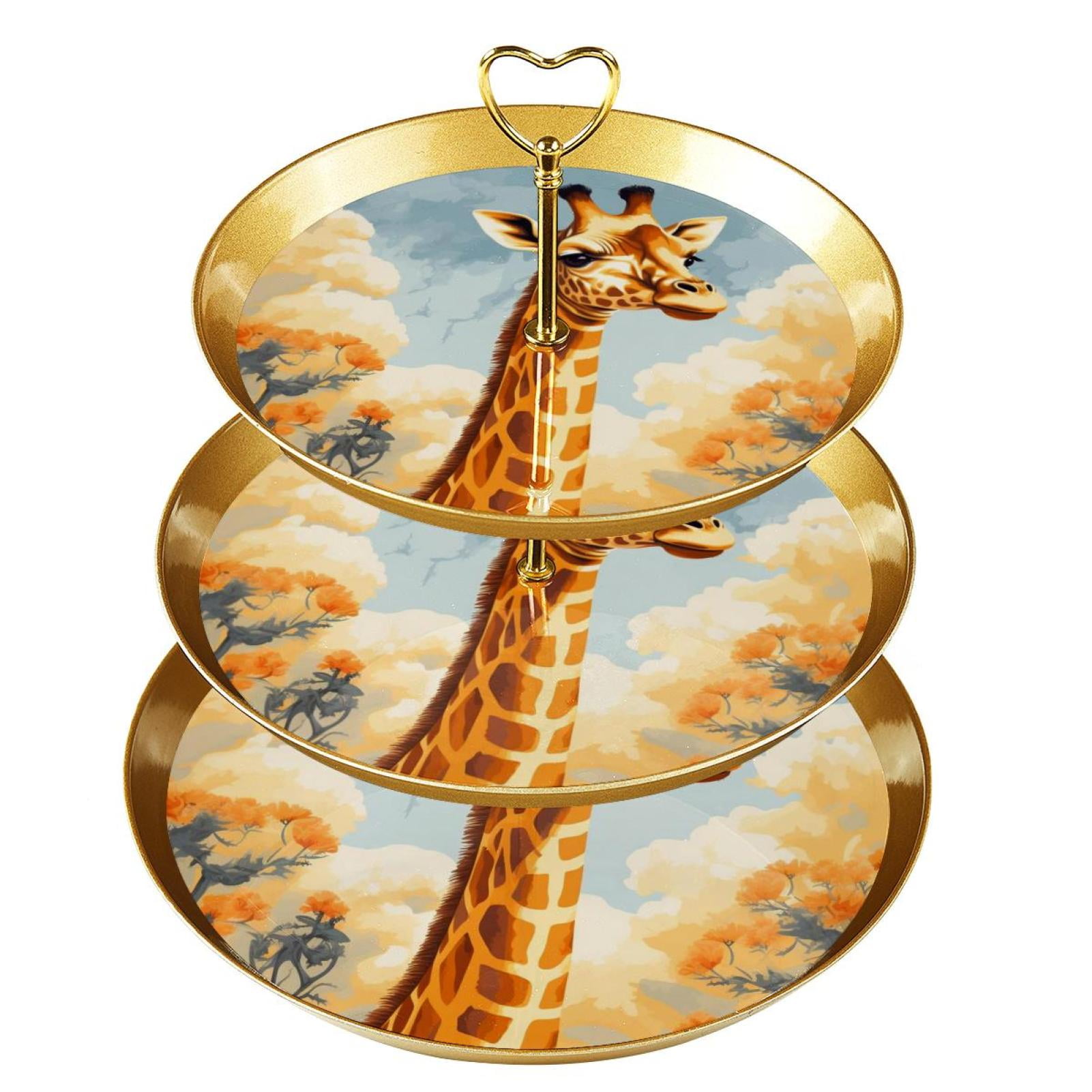 Giraffe Plastic Discs and Iron Pillar Desk Organizer with 3 Tier Plates ...