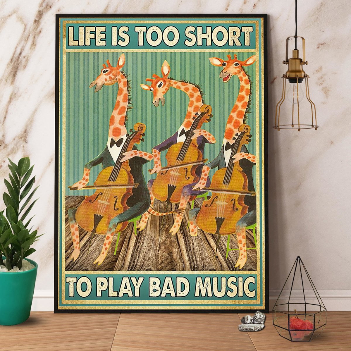 Giraffe Playing Cello Life Is Too Short To Play Bad Music Paper Poster ...