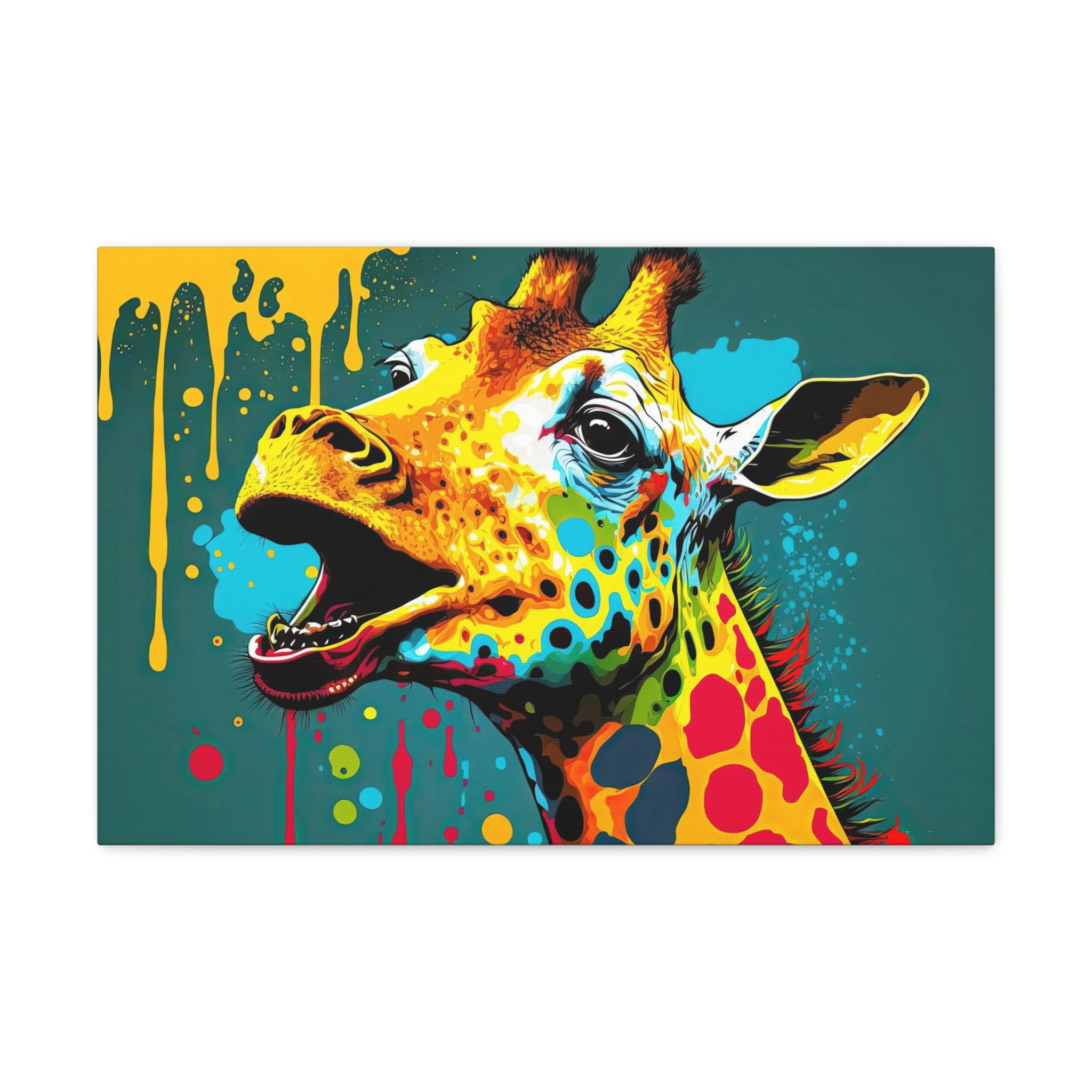 Giraffe Pop Art Flying Colors Expression Painting Animal Canvas Wall ...