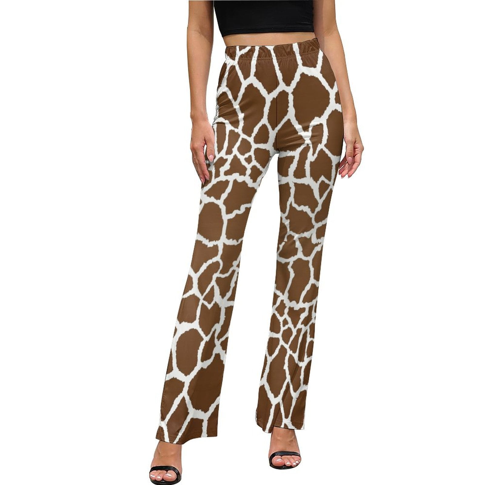 Giraffe Print High Waisted Casual Flared Trousers Summer Home Pants Gift Street Fashion Night ...