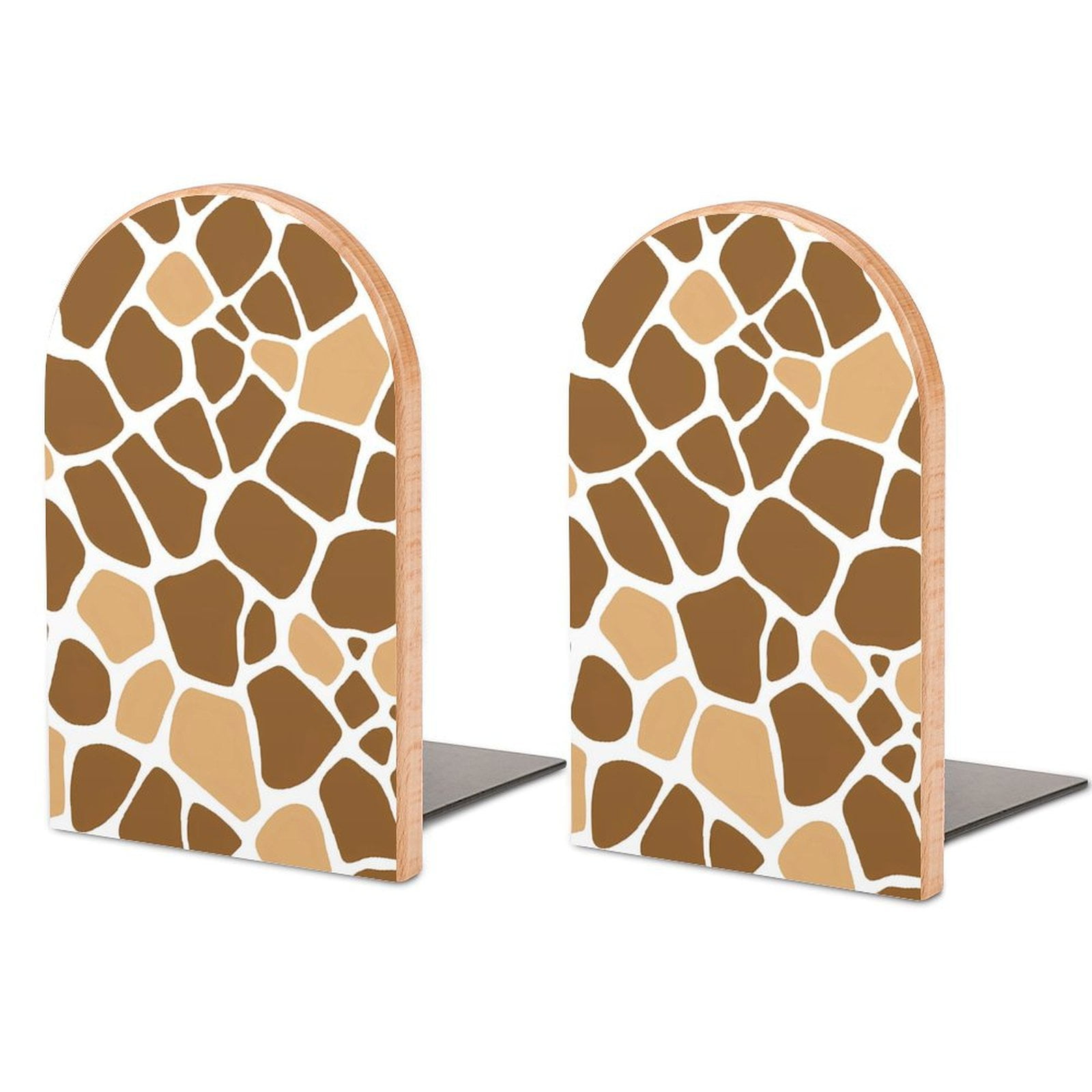 Giraffe Print Wood Book Ends for Shelves Non-Skid Book Holders Heavy ...