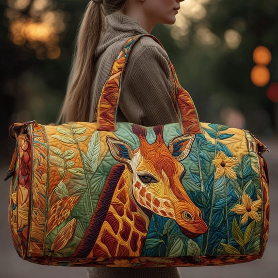 Giraffe Quilted Duffle Bag with Adjustable Strap,Travel Weekender Bag ...