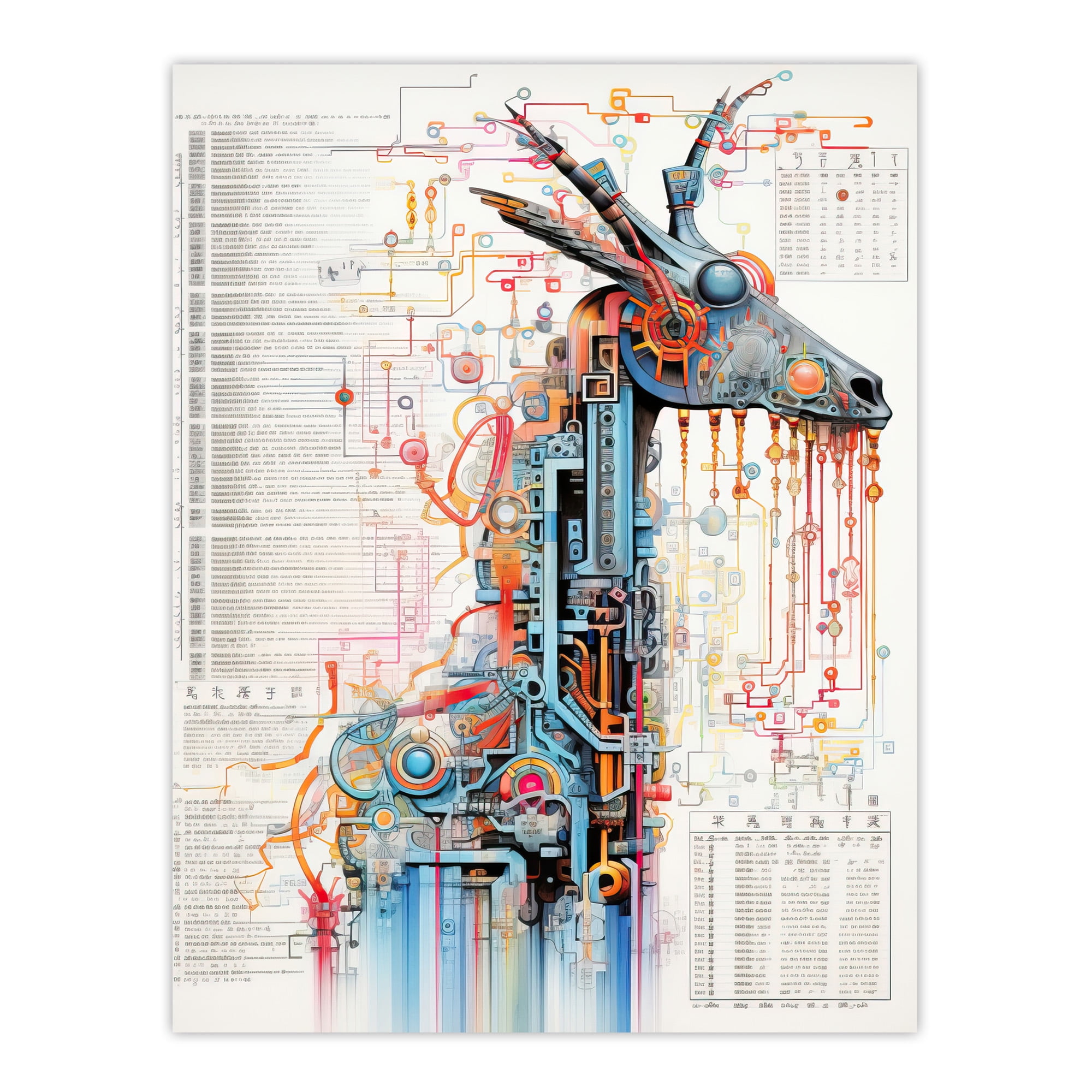Giraffe Robot Hybrid Schematic Blueprint Futuristic Secret Complex ...