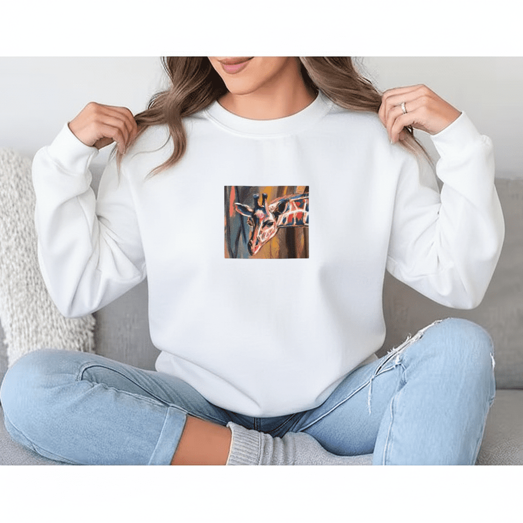 Giraffe Safari Animal Colorful Artistic Oversized Print Sweatshirt, up ...