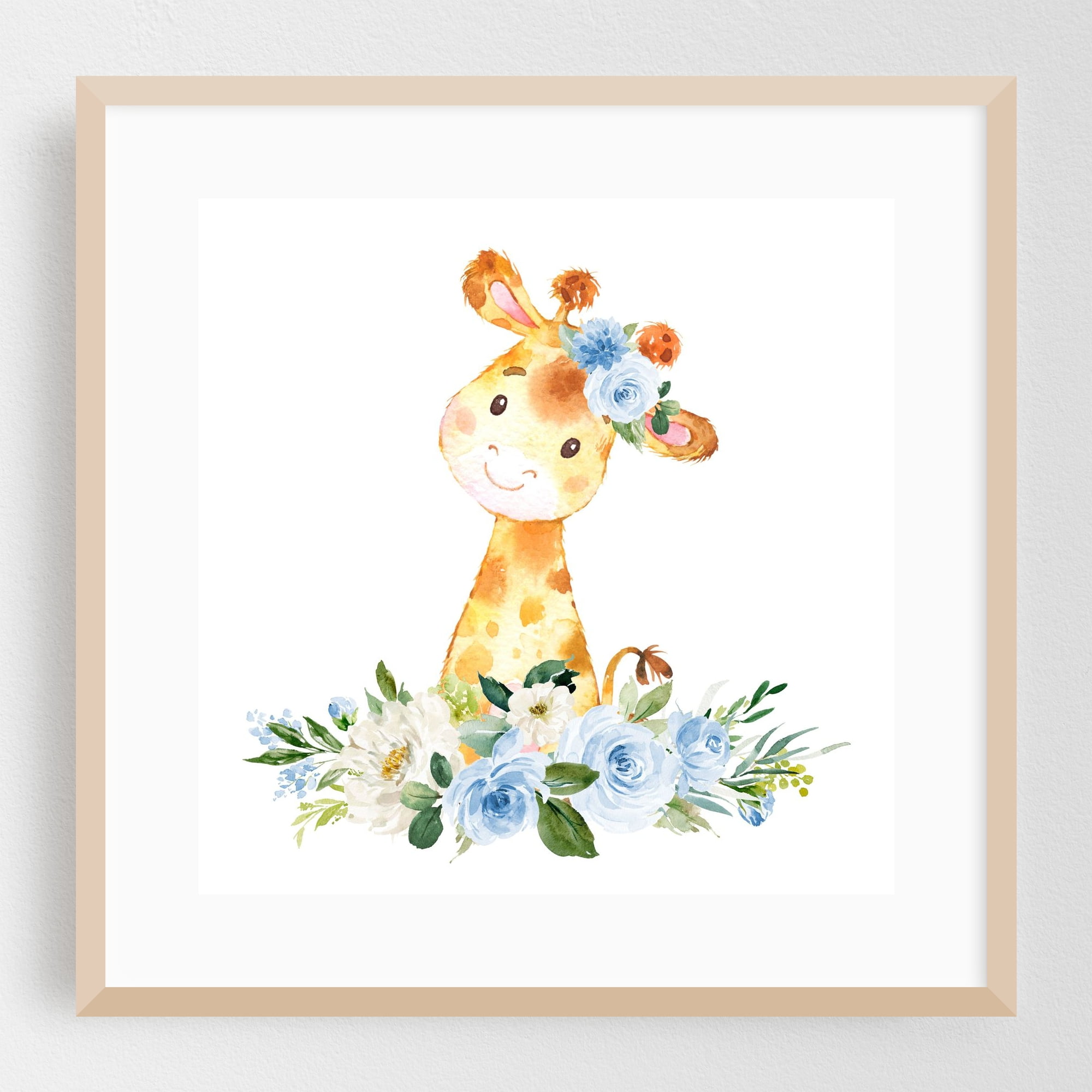 Giraffe, Safari Animals, Jungle Animals, Blue Flowers, Boy Nursery ...