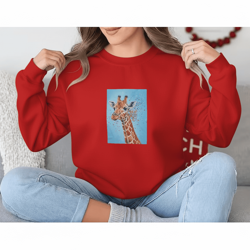 Giraffe Safari Creative Minimal Sketch Wildlife Design Sweatshirt, up ...