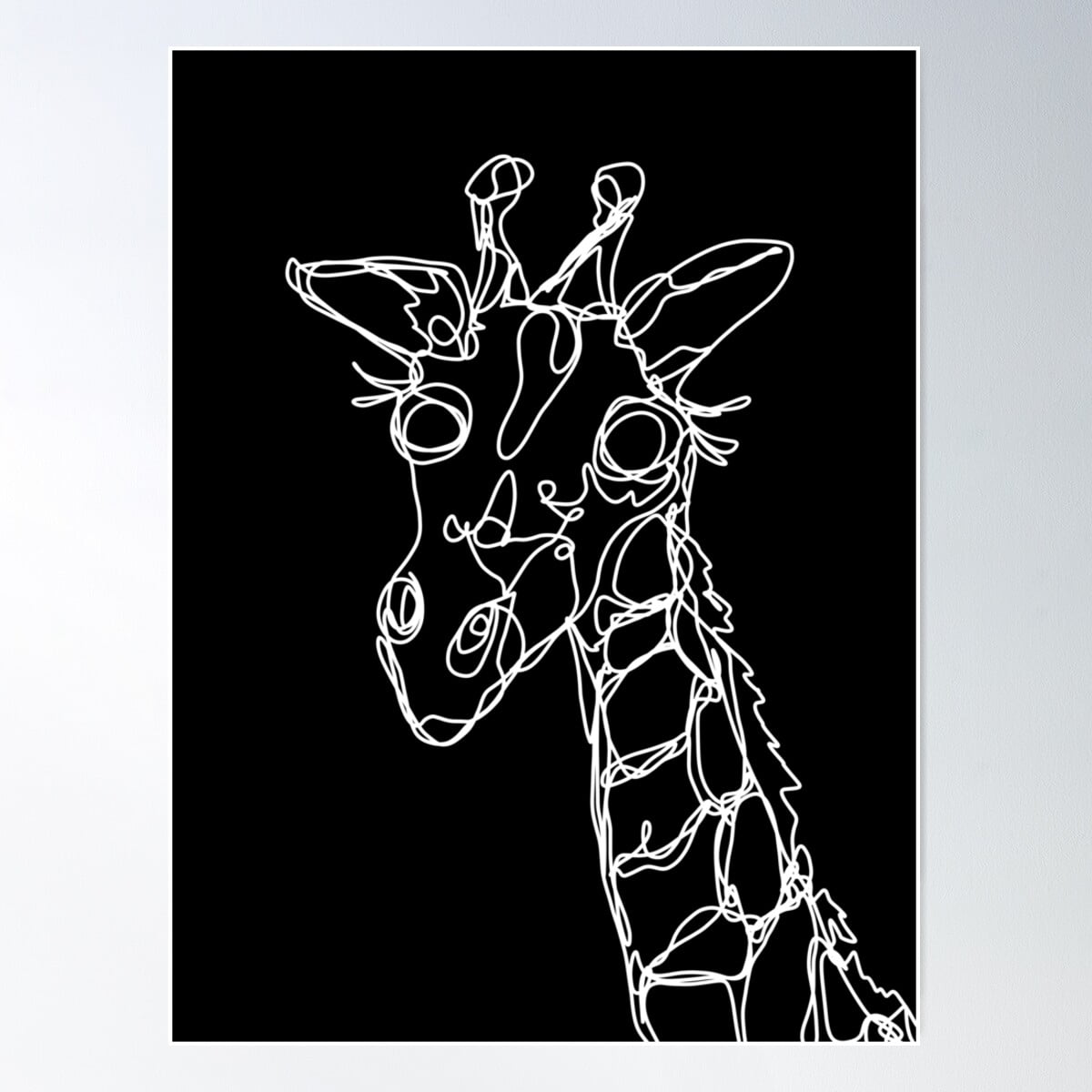 Giraffe Scribble Poster Wall Art, Modern Wall Decor For Living Room ...