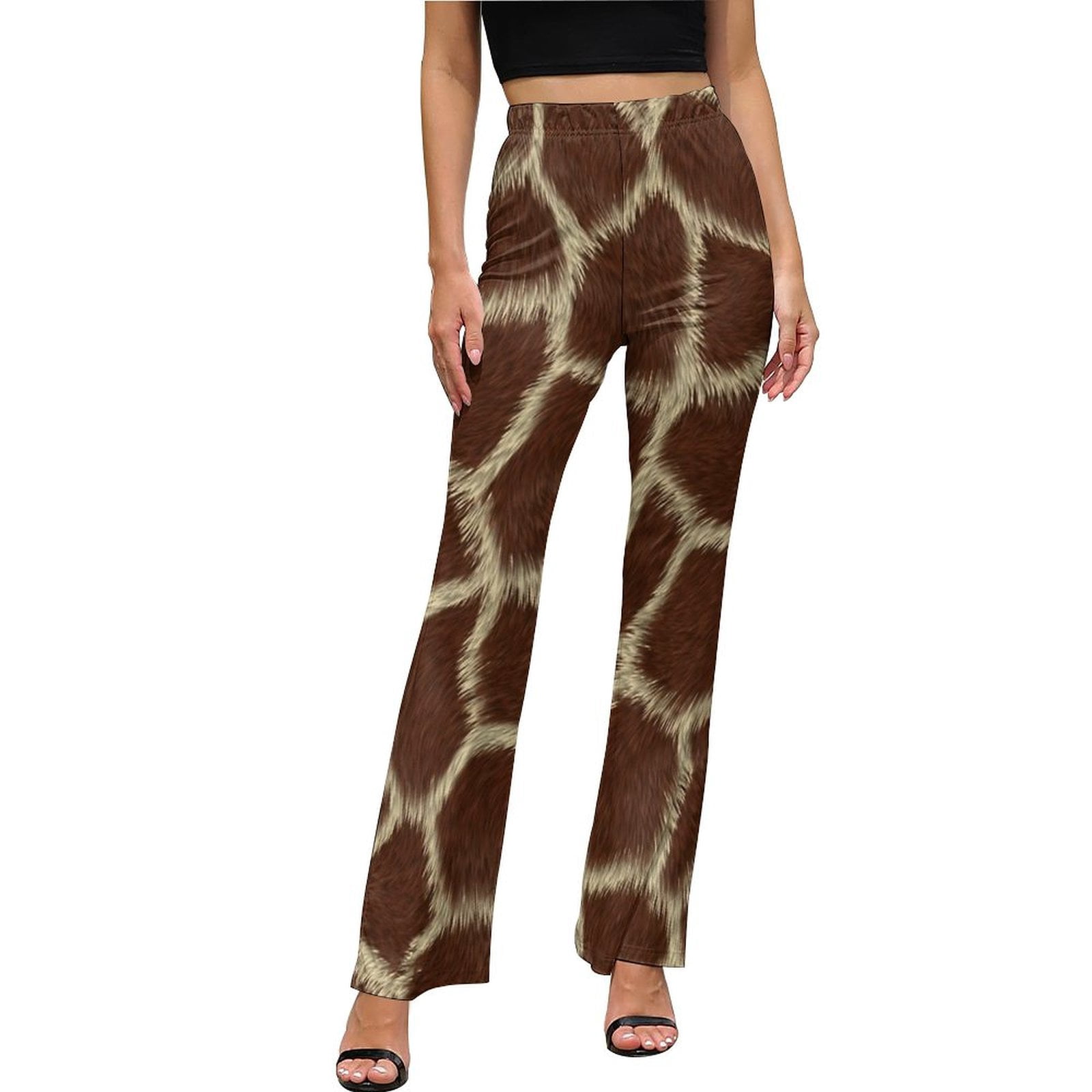 Giraffe Skin Print High Waisted Casual Flared Trousers Summer Home ...