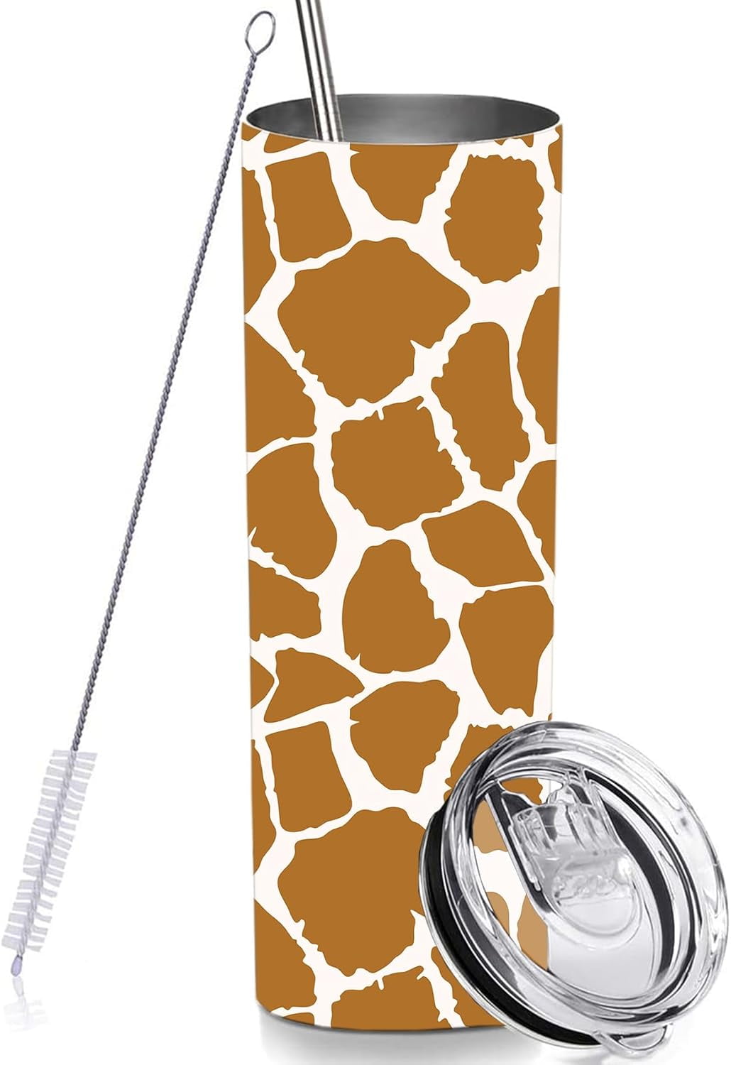 Giraffe Skinny Tumbler With Lid and Straw 20oz, Animal Skin Pattern ...