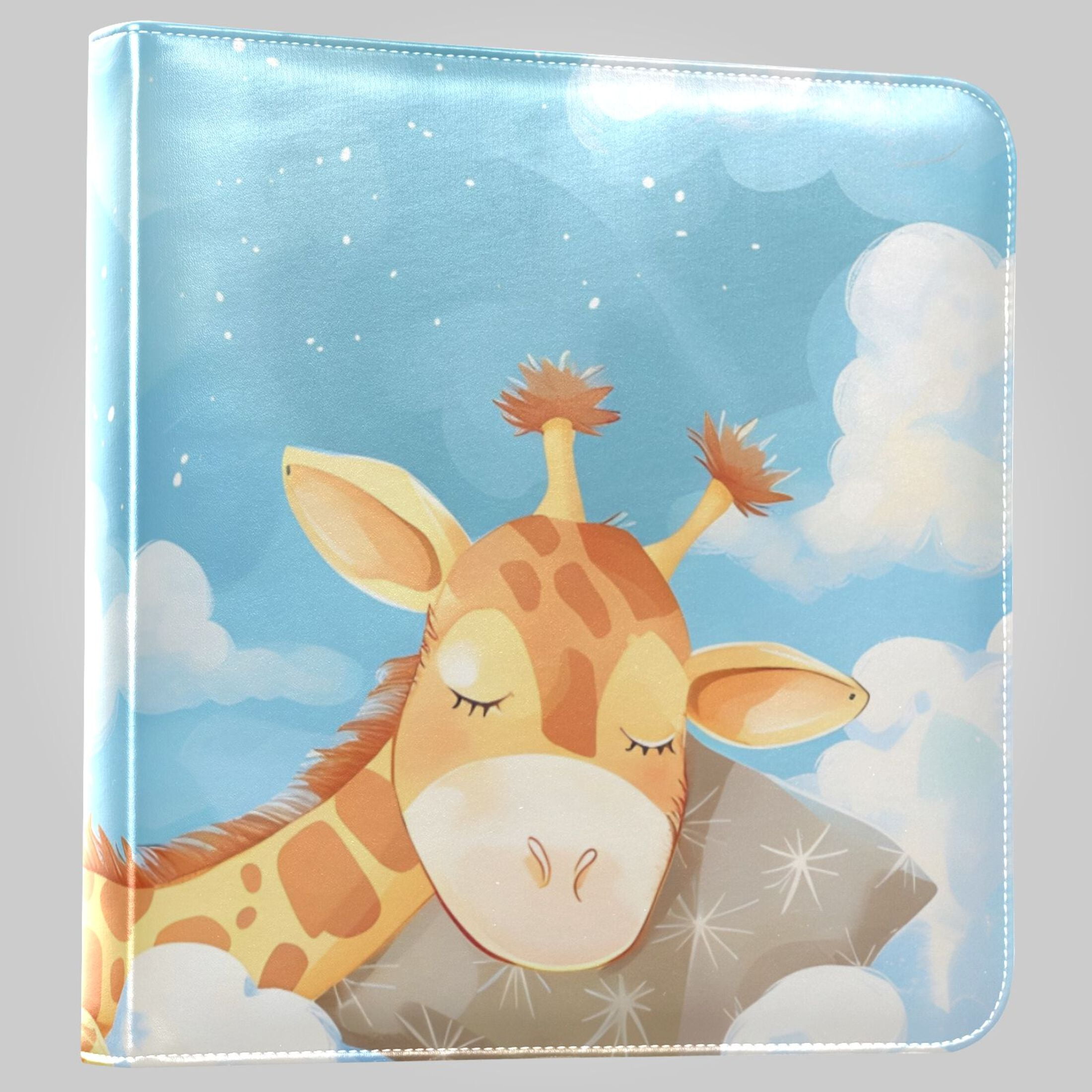 Giraffe Sleeping in Clouds PU Leather Photo Albums 3 Rings Binder ...