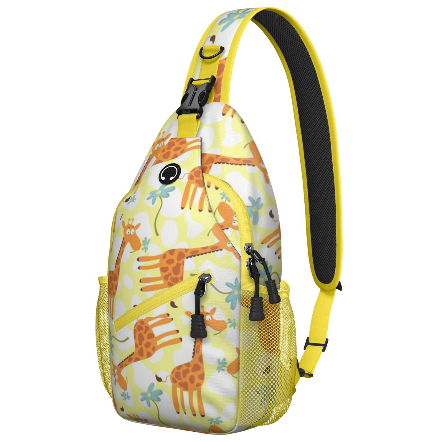 Giraffe Theme Pack - Tropical Animal Sling Backpack with 5 Storage ...