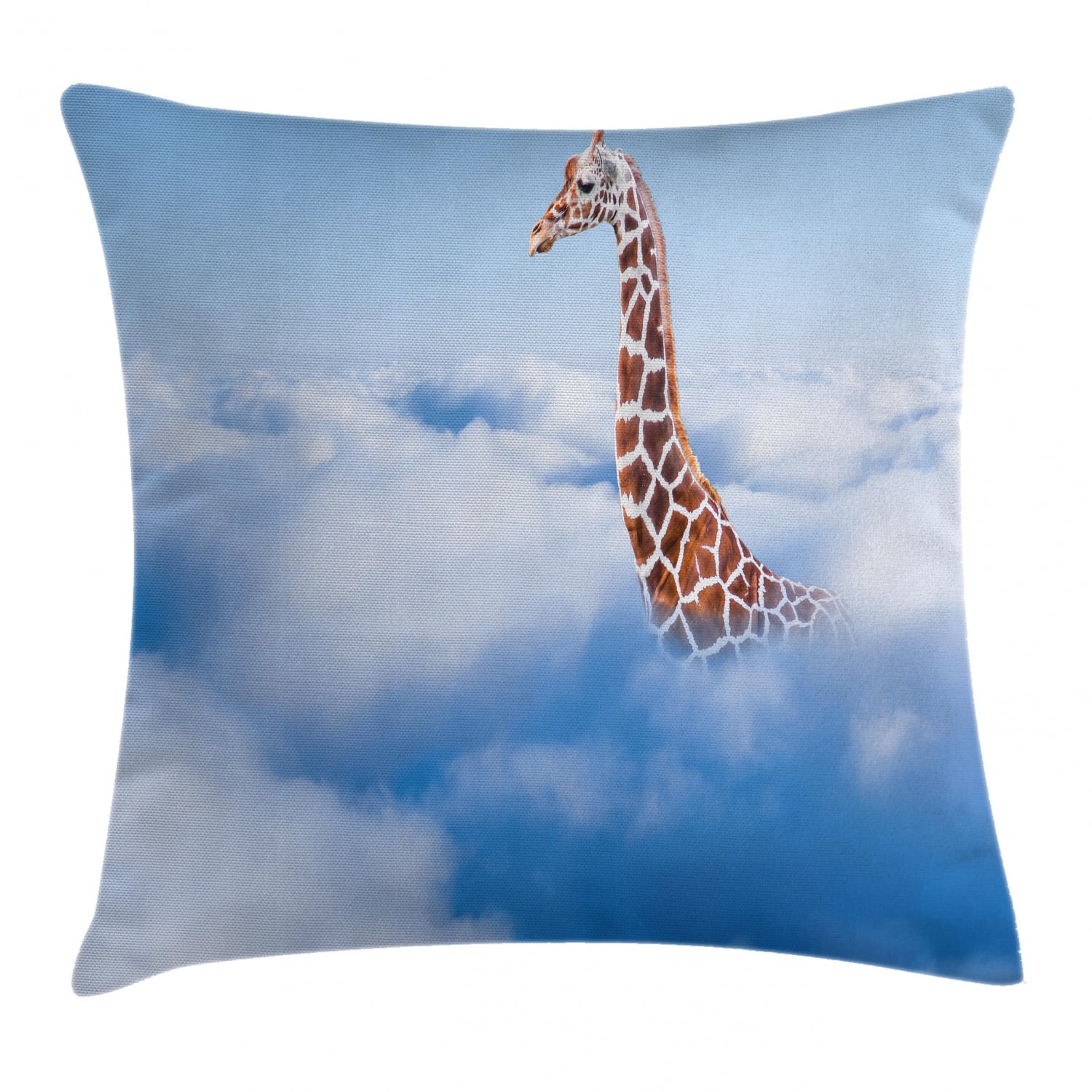 Giraffe Throw Pillow Cushion Cover, Aerial Scene of a Flying Animal in ...