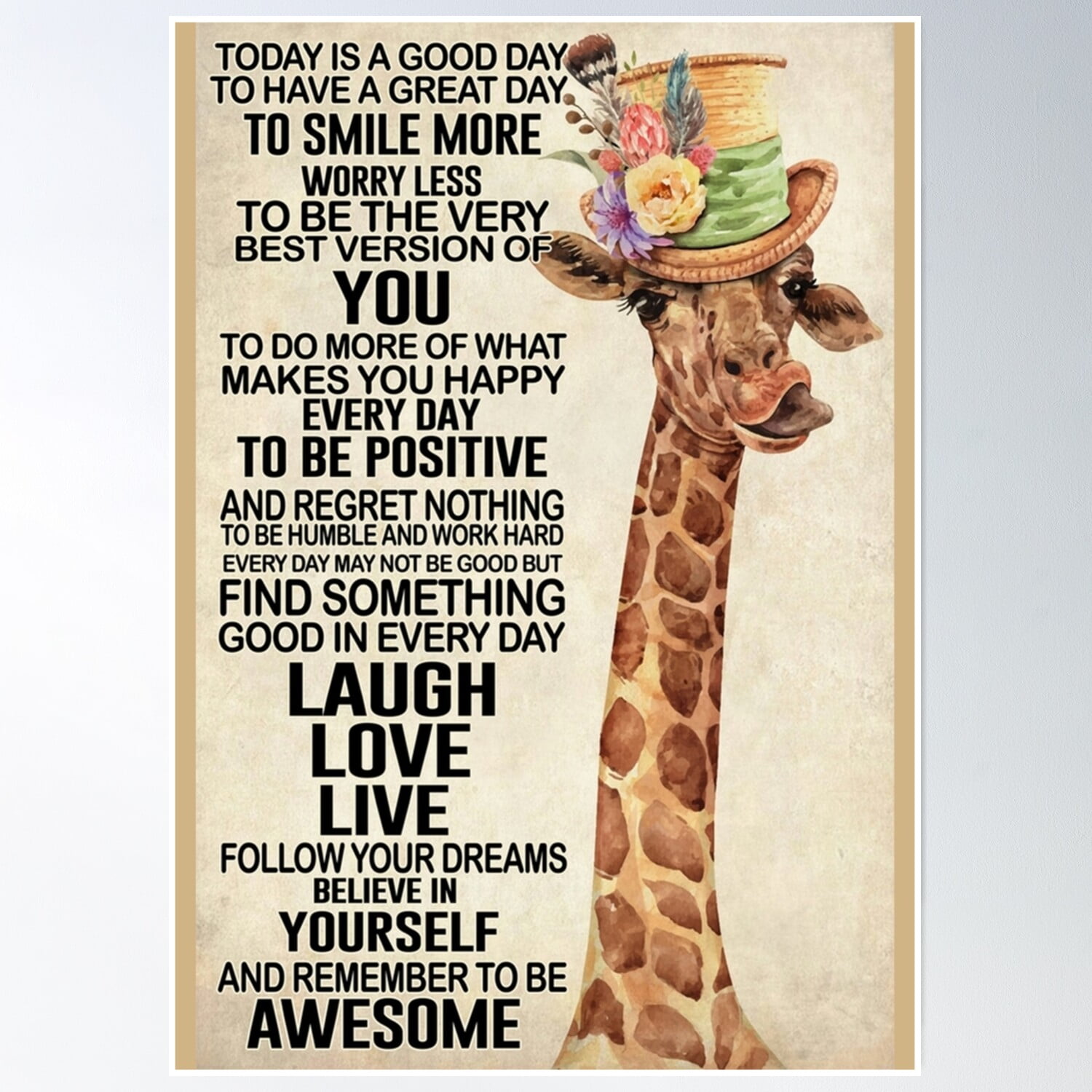 Giraffe Today Is A Good Day To Have A Great Day Poster Wall Art, Modern ...