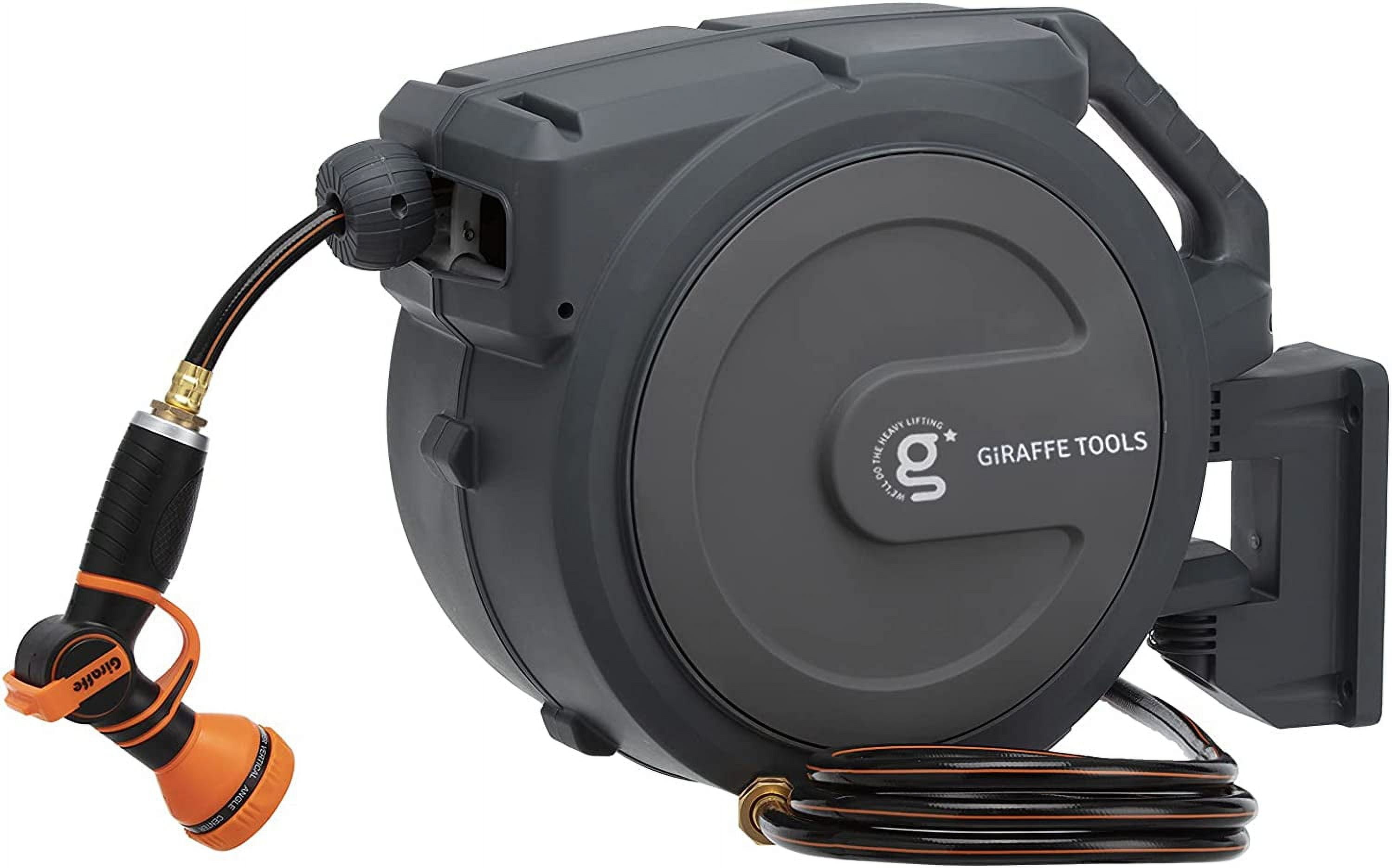 Giraffe Tools Hose Reel 1/2‘’ 78 ft, Heavy Duty Retractable Garden Hose Reel with Any Length ...