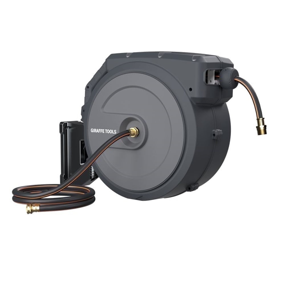 Giraffe Tools, Retractable Garden Hose Reel, 1/2in-130ft, Wall Mounted ...
