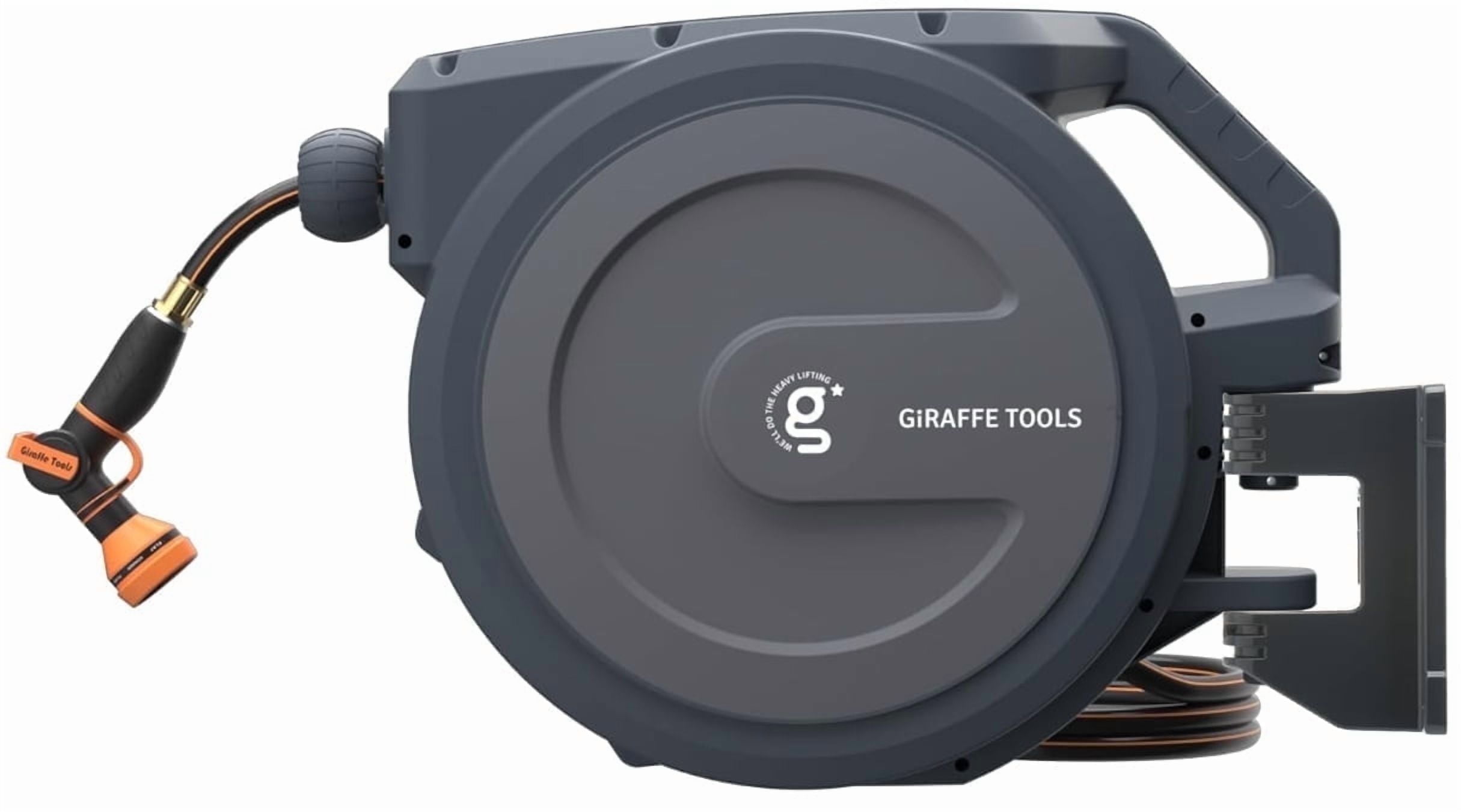 Giraffe Tools, Retractable Garden Hose Reel, 78ft, Wall Mounted ...
