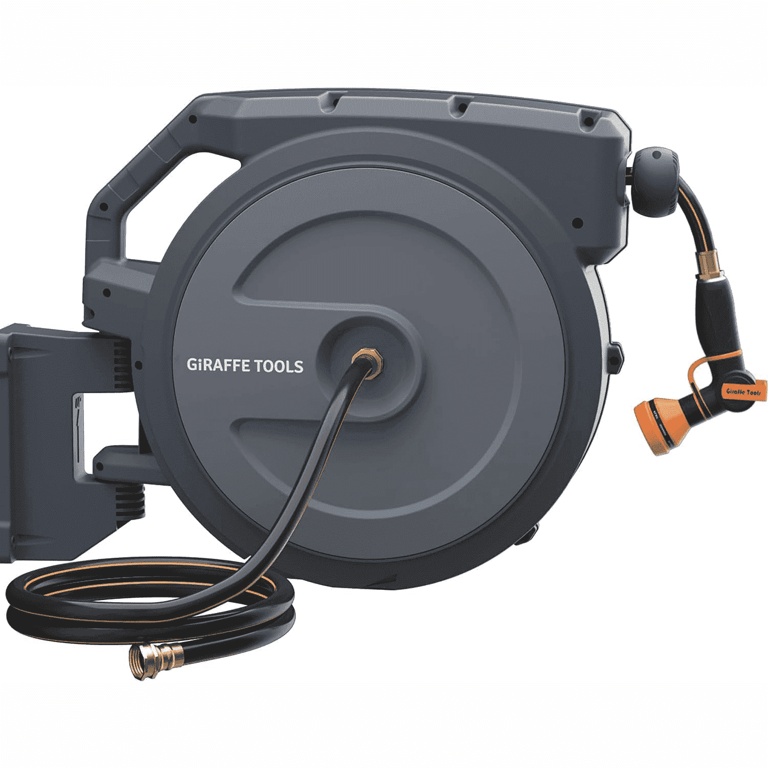 Giraffe Tools Retractable Garden Hose Reel, 5/8in-90ft Hose, Dark Grey ...