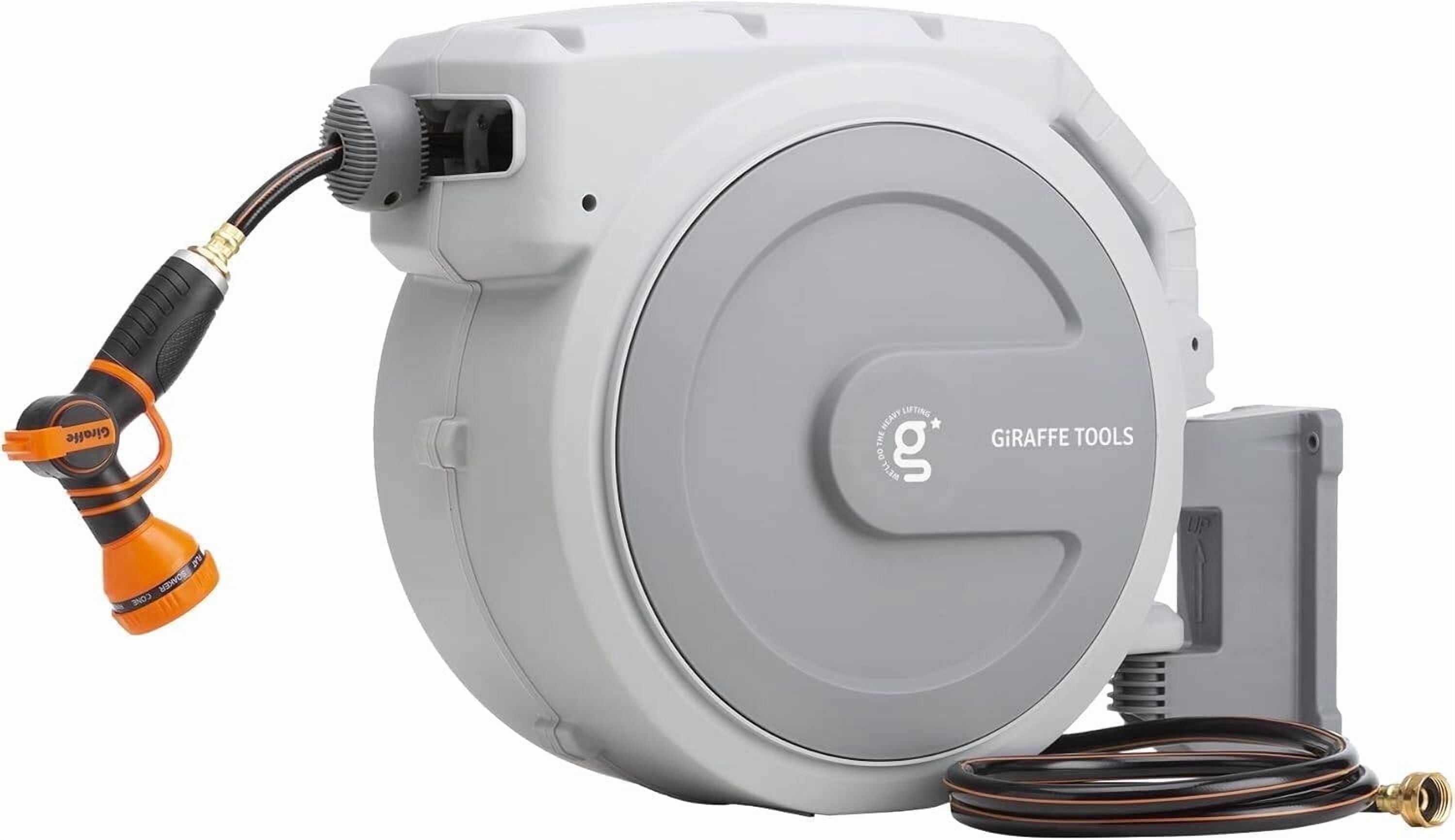 Giraffe Tools, Retractable Garden Hose Reel, 5/8in-90ft, Wall Mounted ...