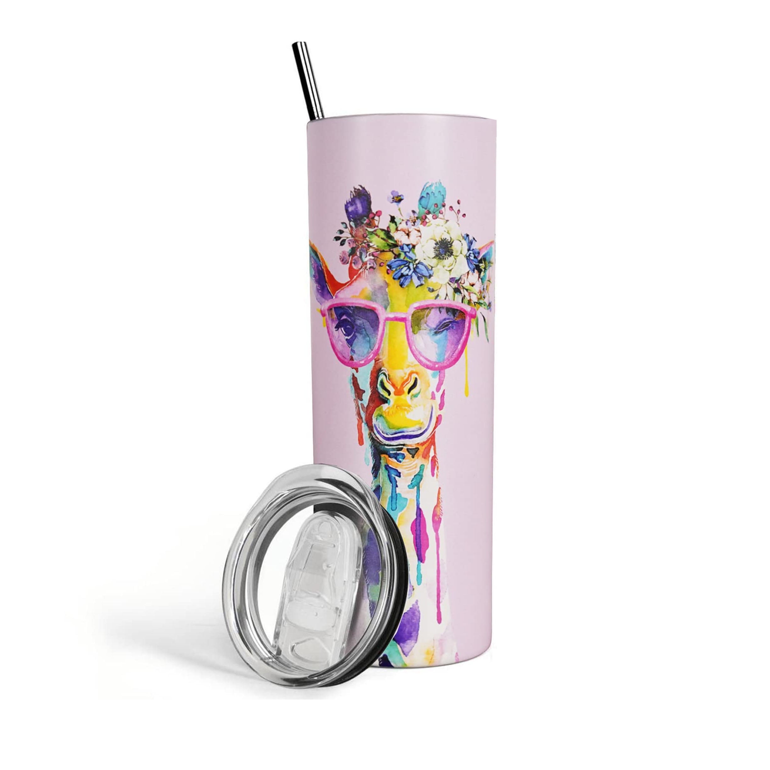 Giraffe Tumbler - Giraffe Coffee Cup Mug with Lid and Straw - Cute ...
