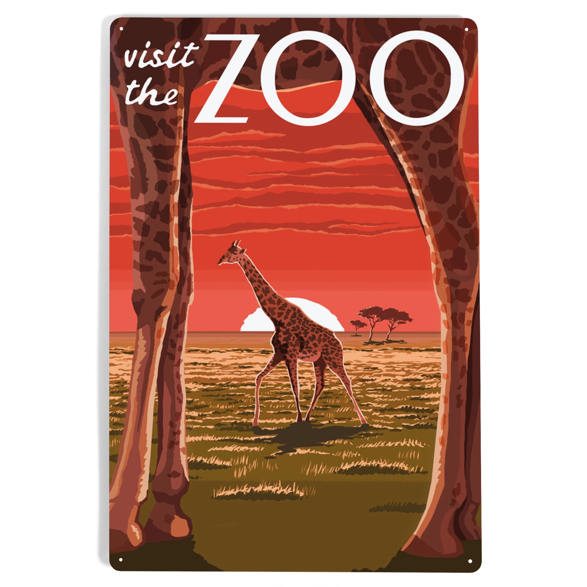Giraffe, Visit the Zoo (12x18 Aluminum Art, Indoor Outdoor Metal Sign ...