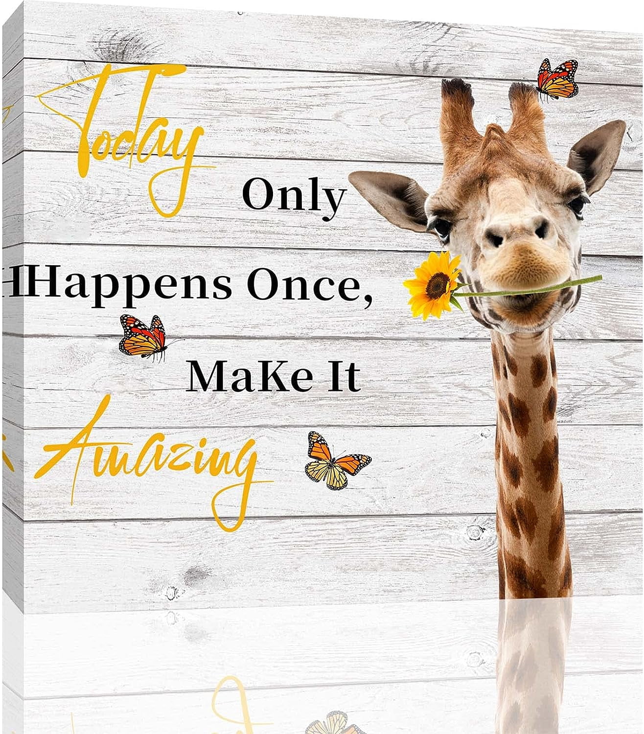 Giraffe Wall Art Decor Cute Giraffe Sunflower Butterfly Picture Wall ...