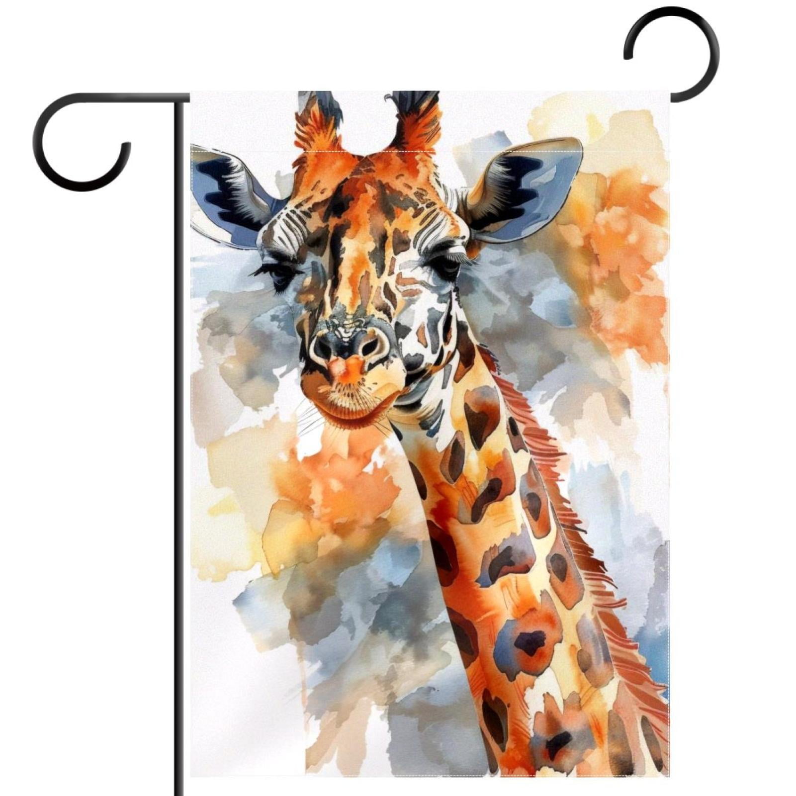 Giraffe Watercolor on White Background Decorative Garden Flag for All ...