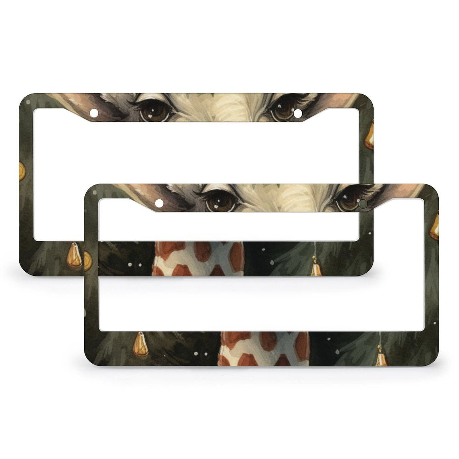 Giraffe Wearing A Christmas Hat License Plate Cover 2 Pack Cute Animal ...