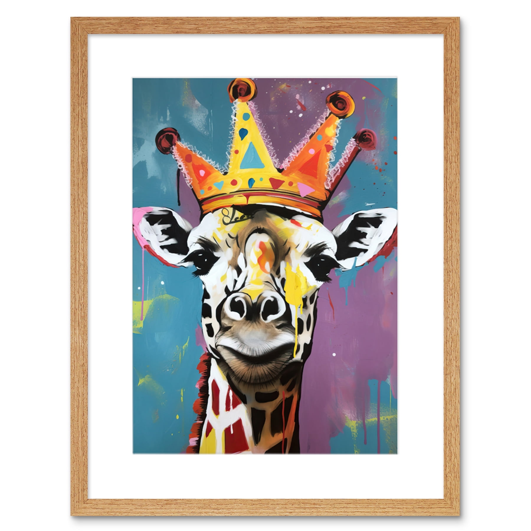 Giraffe Wearing a Crown King Queen Modern Pop Art Artwork Framed Wall ...