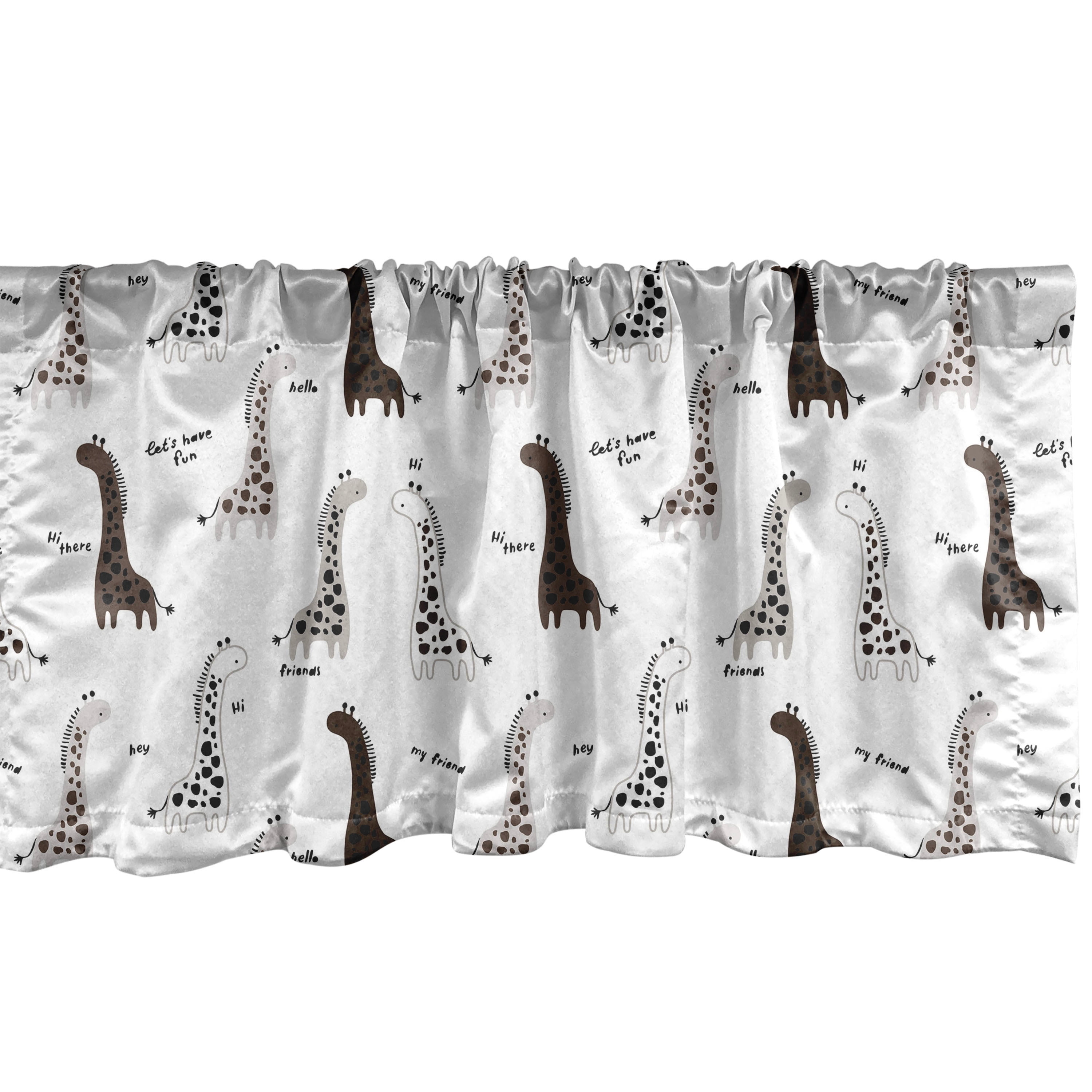 Giraffe Window Valance, Minimal Animal Themed Pattern of Creatures and ...