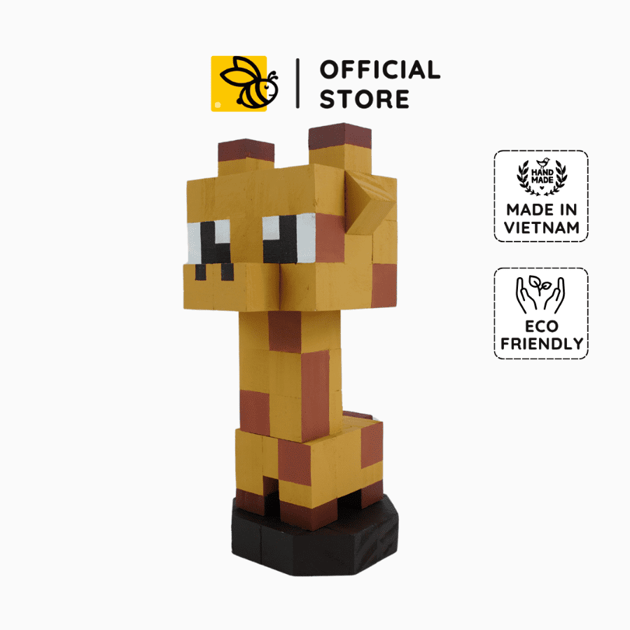 Giraffe Wooden Model, Unique Giraffe Pixel Block, DIY Minecraft decor ...