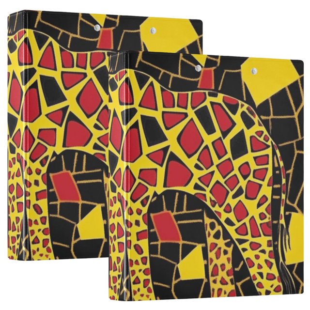 Giraffe Yellow Blocks 3 Ring Binders 1.5 inch Hardcover File Folders ...