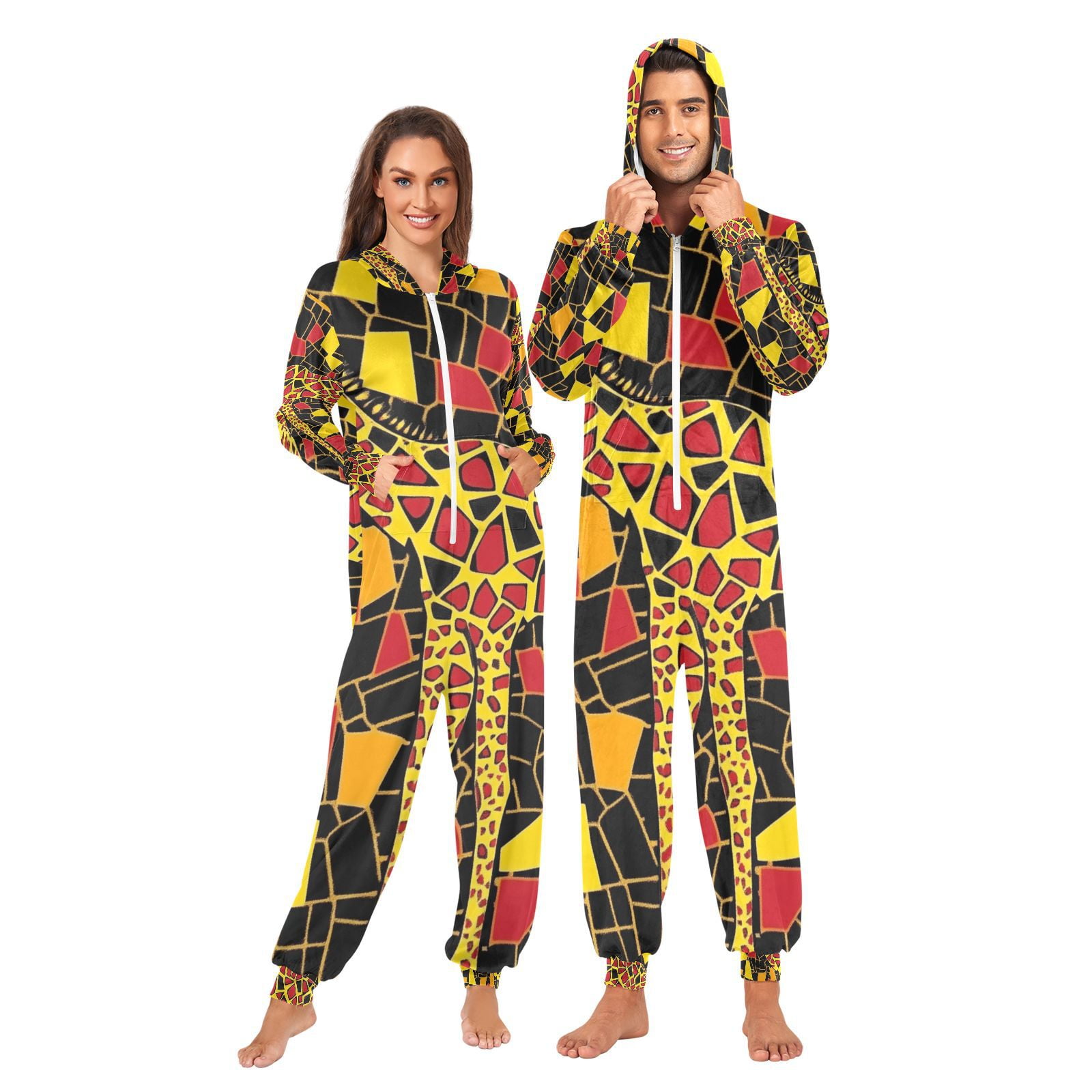 Giraffe Yellow Blocks Adult Onesie Pajamas Slim Fit Christmas One Piece ...